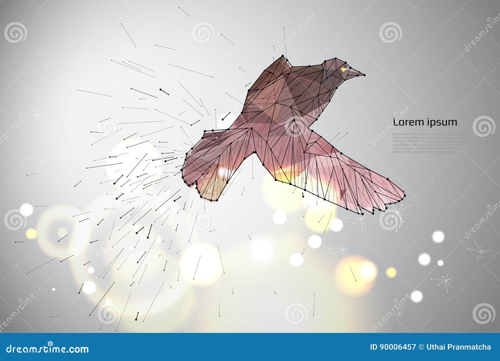 The Bird Flying with Motion and Effect. Line Dot Design Stock Vector ...