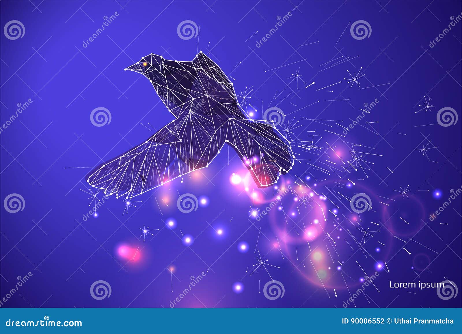 The Bird Flying with Motion and Effect. Line Dot Design Stock Vector ...