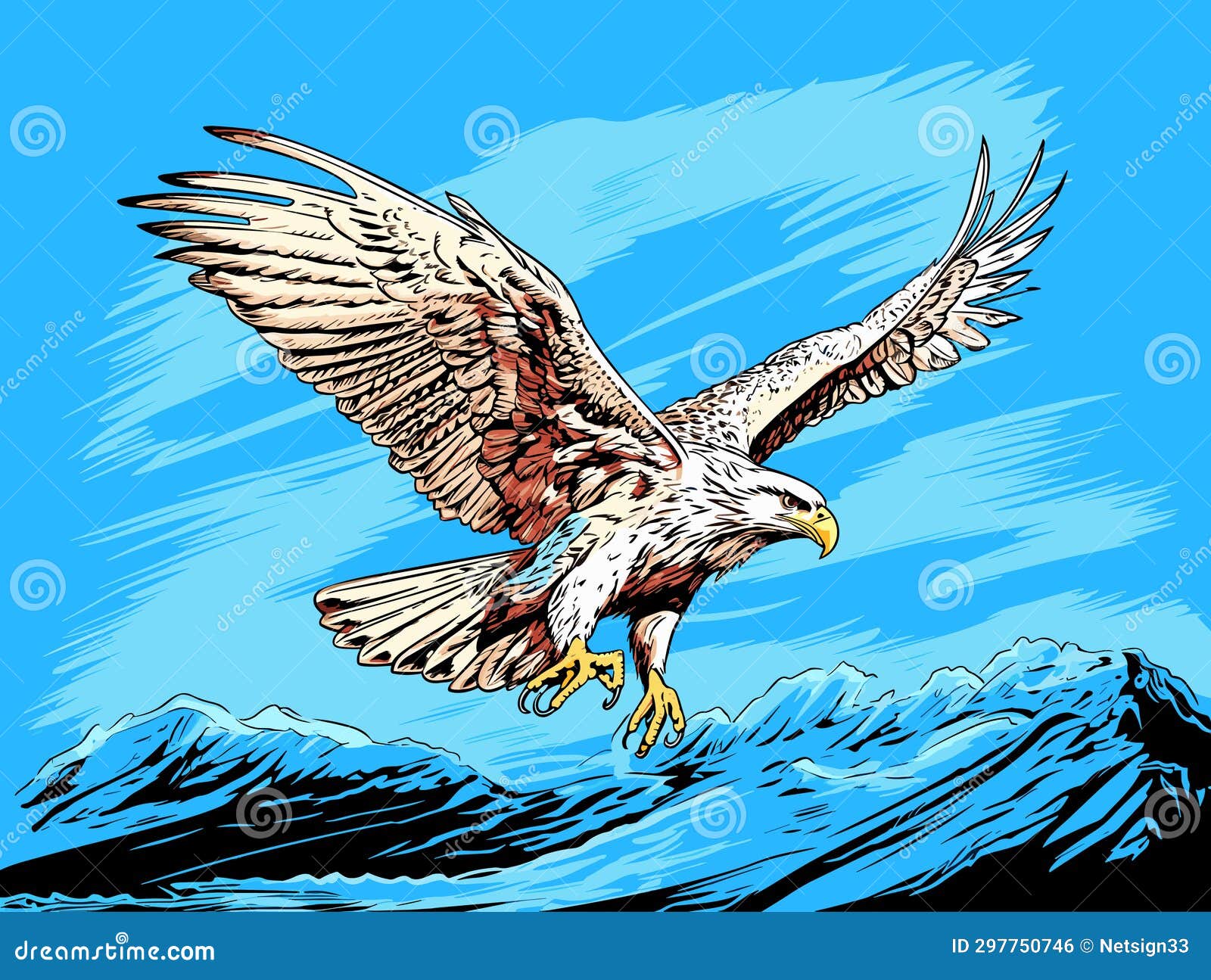 A Bird Flying Over Mountains - Large Ferruginous Hawk in Flight with ...