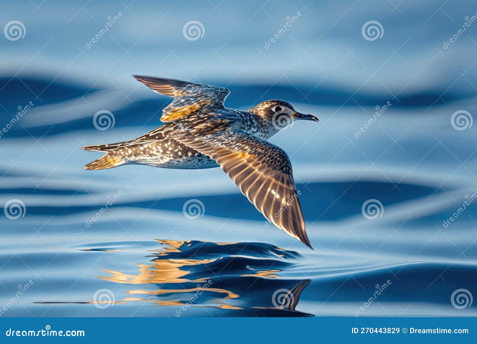 A Bird Flying Over the Water with Its Wings Spread Out. Stock Image ...