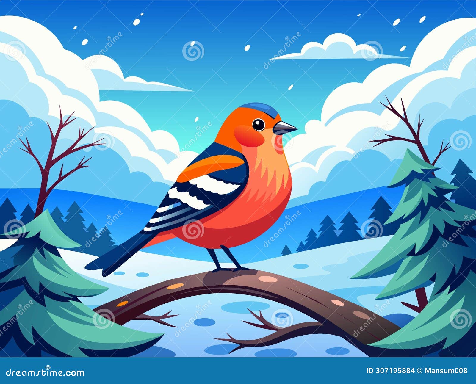 Bird in the Forest. Cartoon Illustration Stock Illustration ...