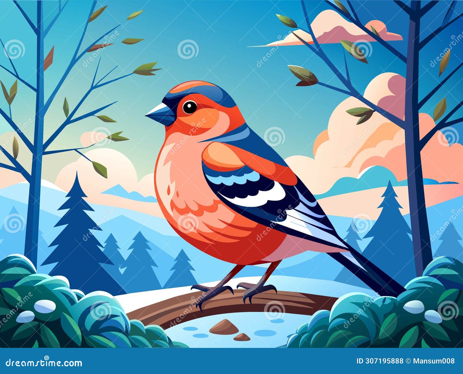 Bird in the Forest. Cartoon Illustration Stock Illustration ...