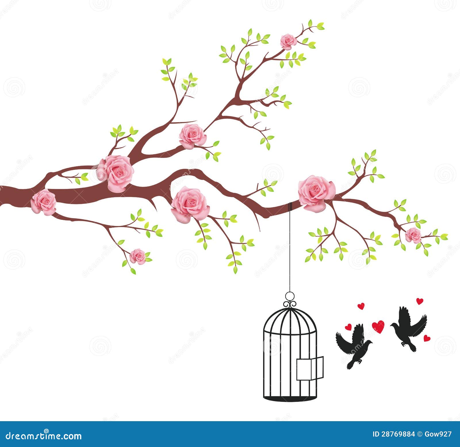 Bird of Freeing from the Cage To Its Lover Stock Vector - Illustration ...