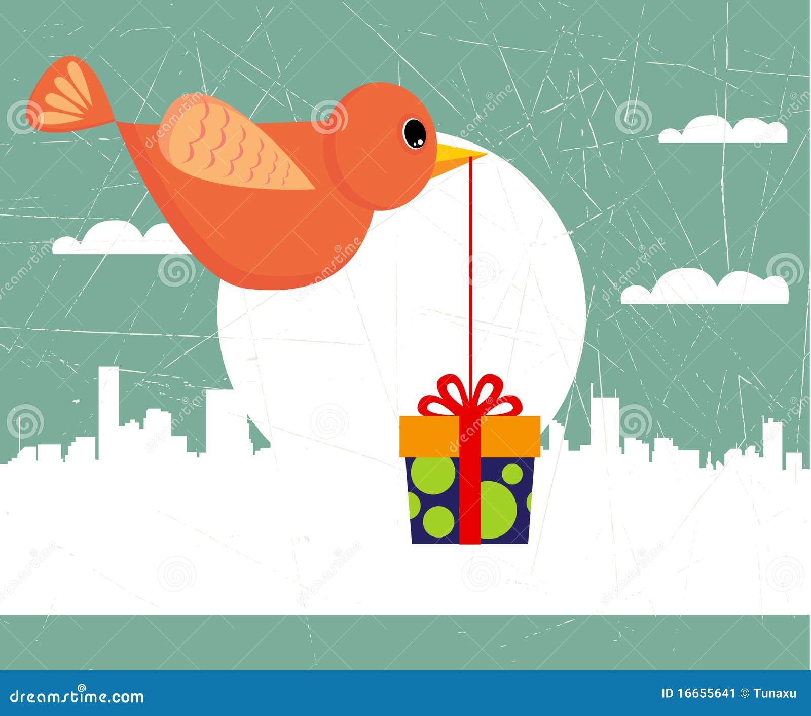 Bird with gift box stock vector. Illustration of fauna - 16655641