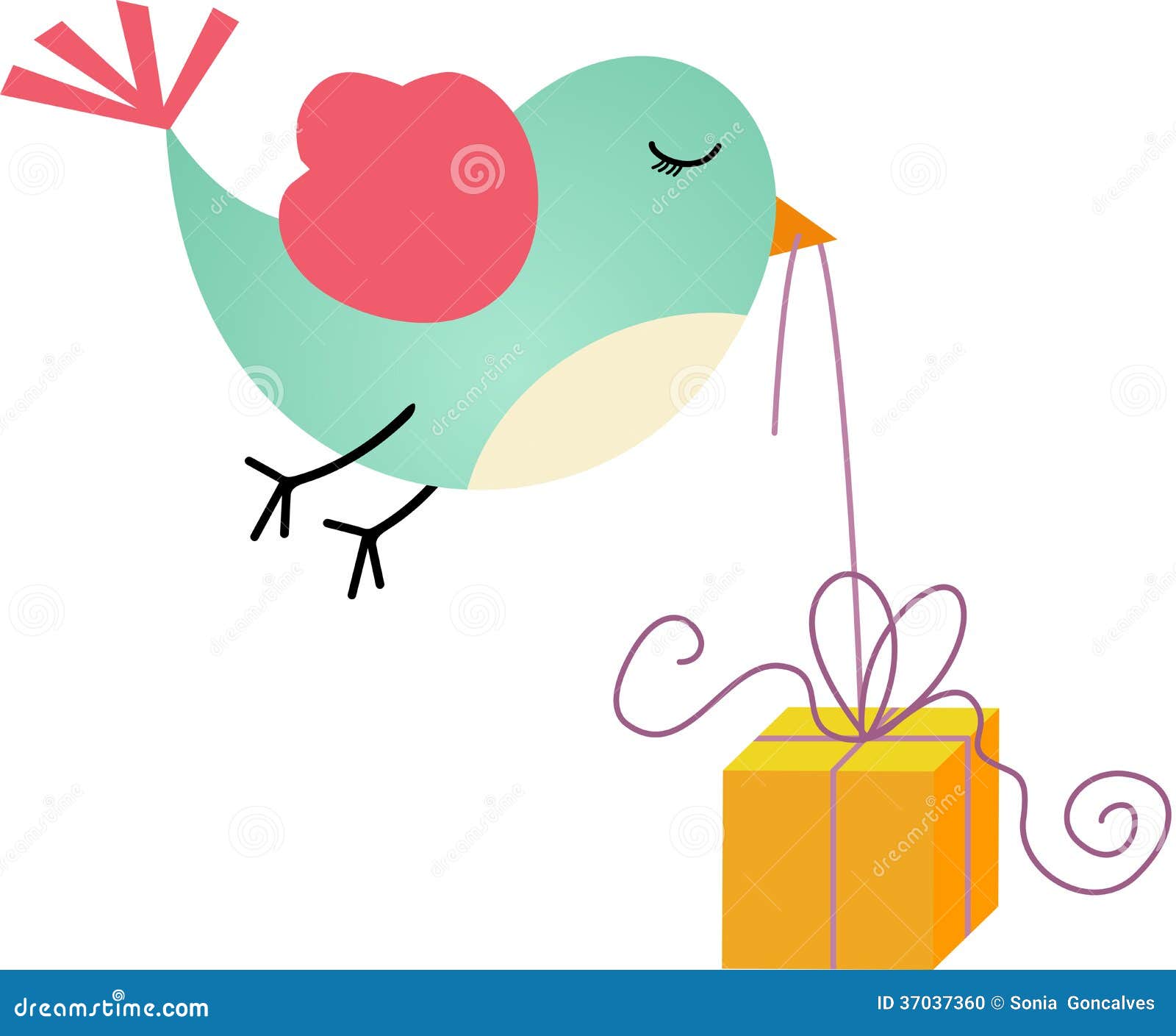 Bird and Gift Box stock vector. Illustration of vector - 37037360