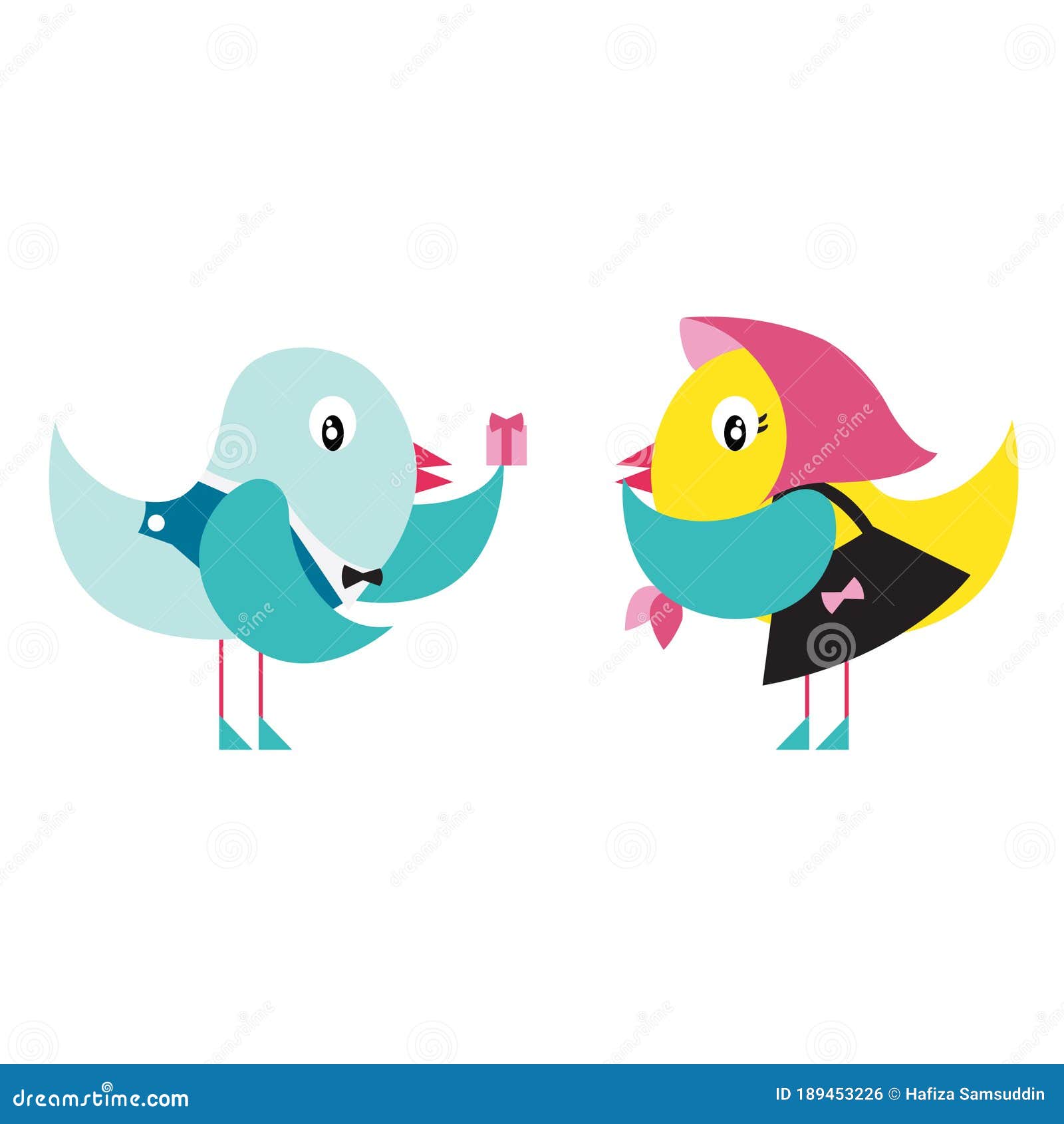 Bird Giving a Present. Vector Illustration Decorative Design Stock ...