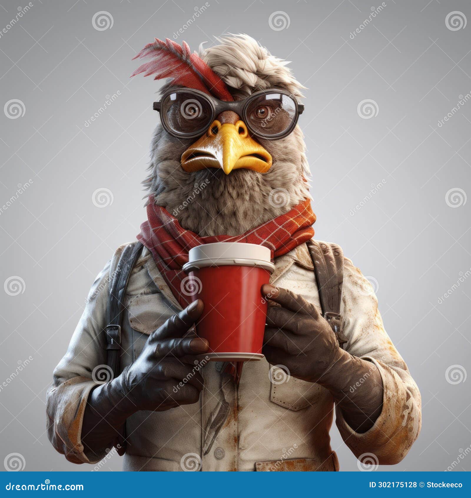 Hyper-realistic Chicken Portrait with Coffee Mug in Unreal Engine Style ...