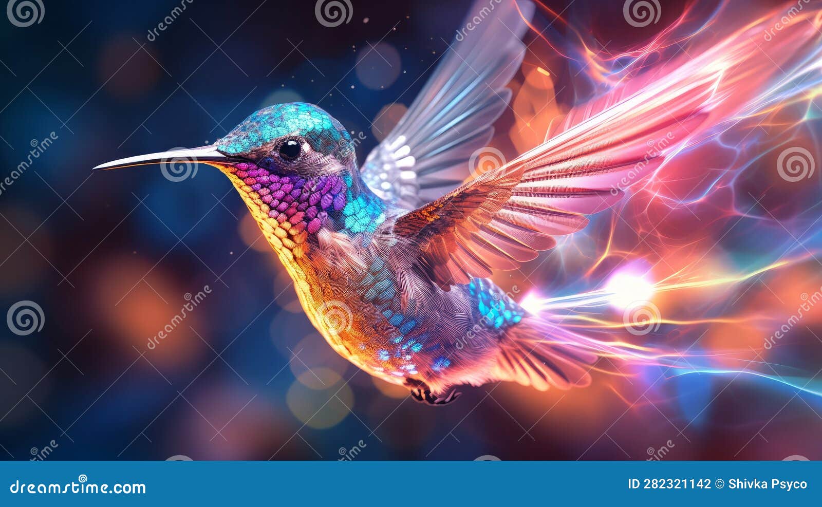 Bird Glowing Illuminated with Lights Stock Illustration - Illustration ...