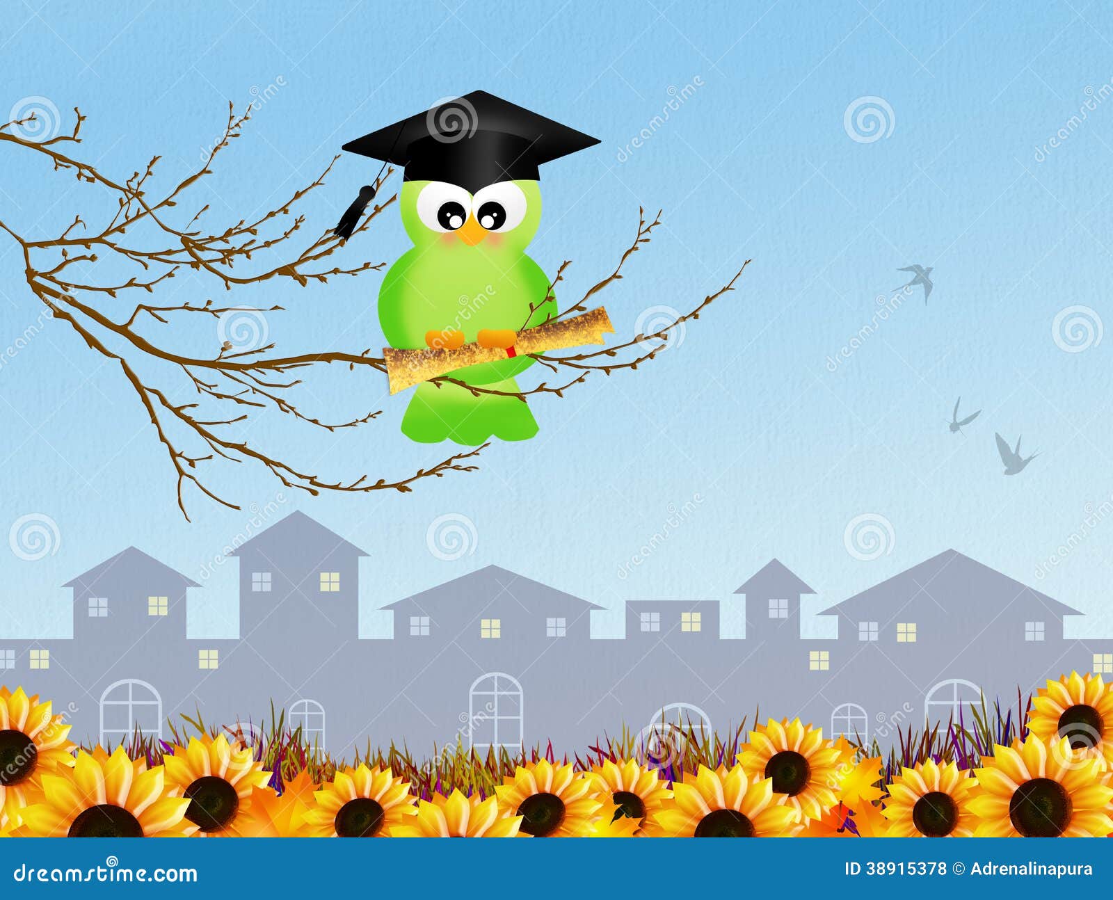 Bird graduate stock illustration. Illustration of blue - 38915378