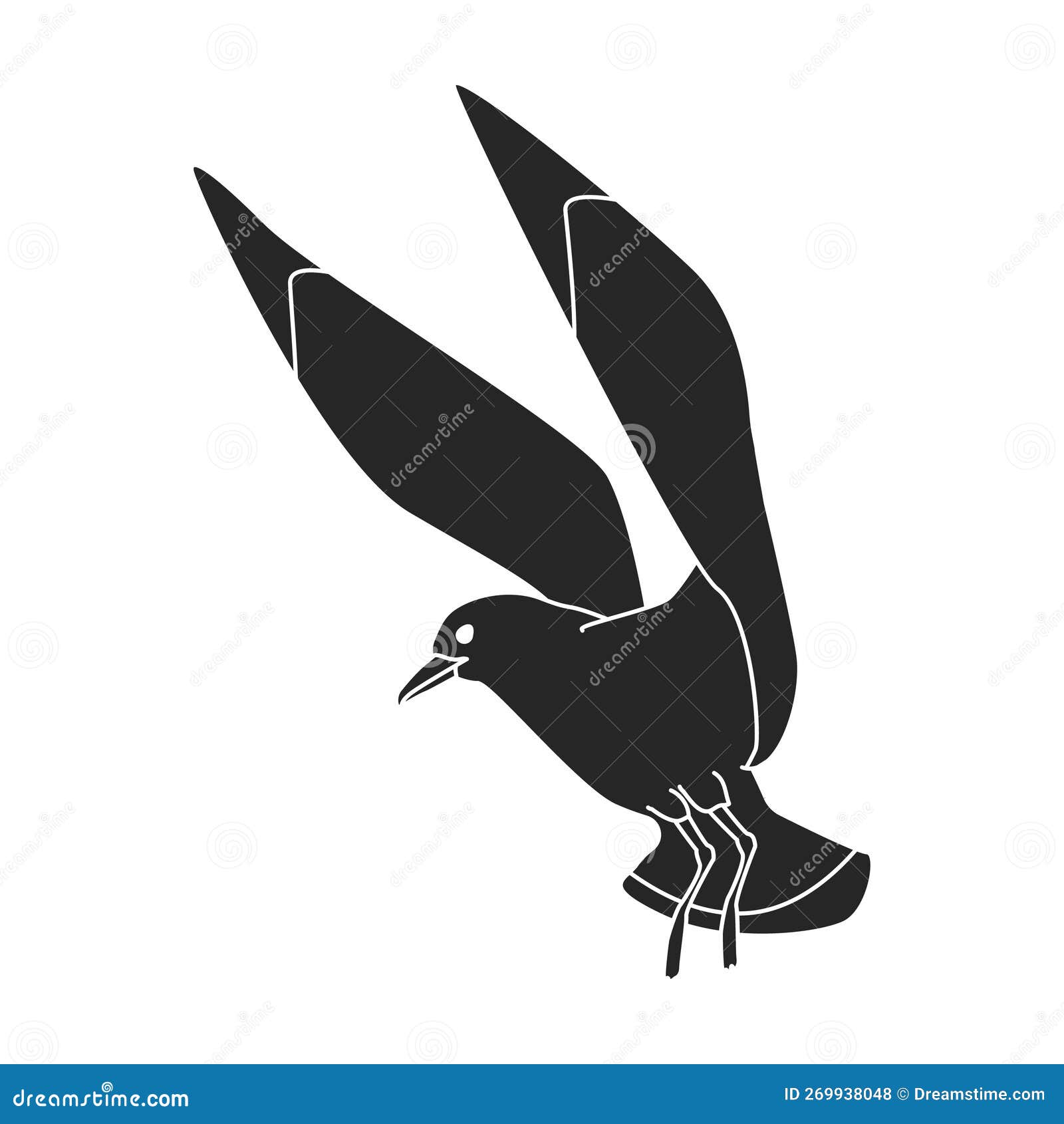 Gull Vector Illustration Flat Style Profile Black Silhouette ... Gull Vector Illustration Flat Style Profile Black Silhouette ...