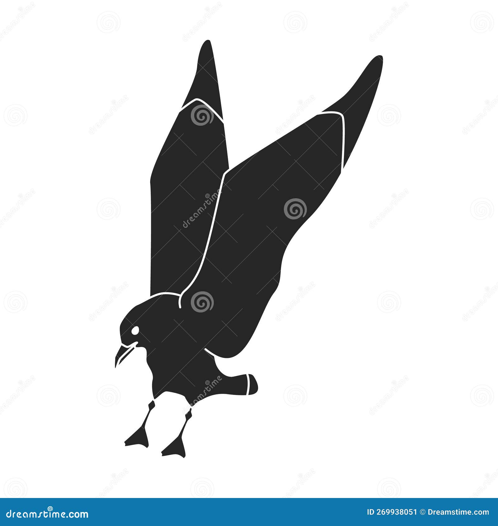 Gull Vector Illustration Flat Style Profile Black Silhouette ... Gull Vector Illustration Flat Style Profile Black Silhouette ...