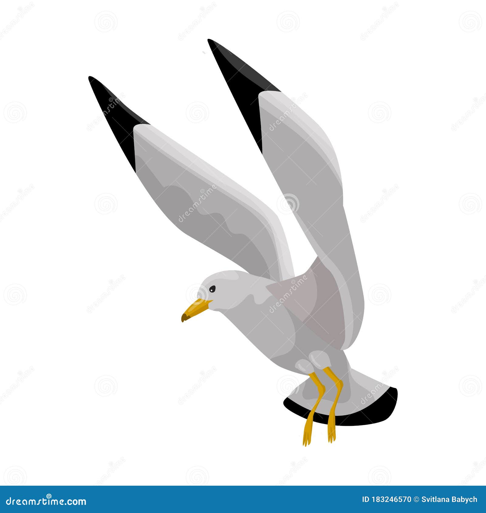 Bird Gull Vector Icon.Cartoon Vector Icon Isolated on White Background ...