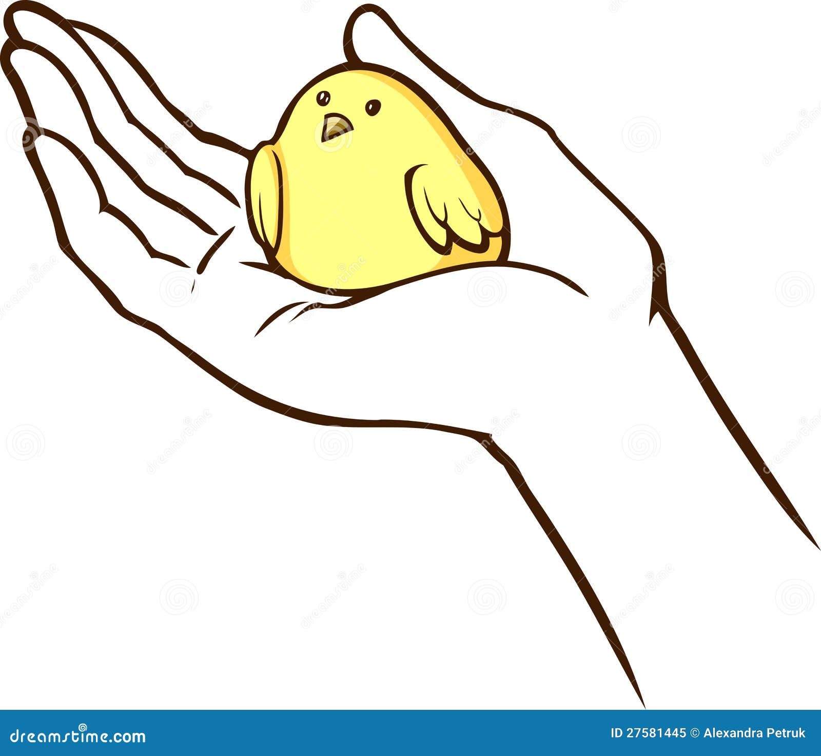 Bird in hand stock vector. Illustration of winter, hand - 27581445