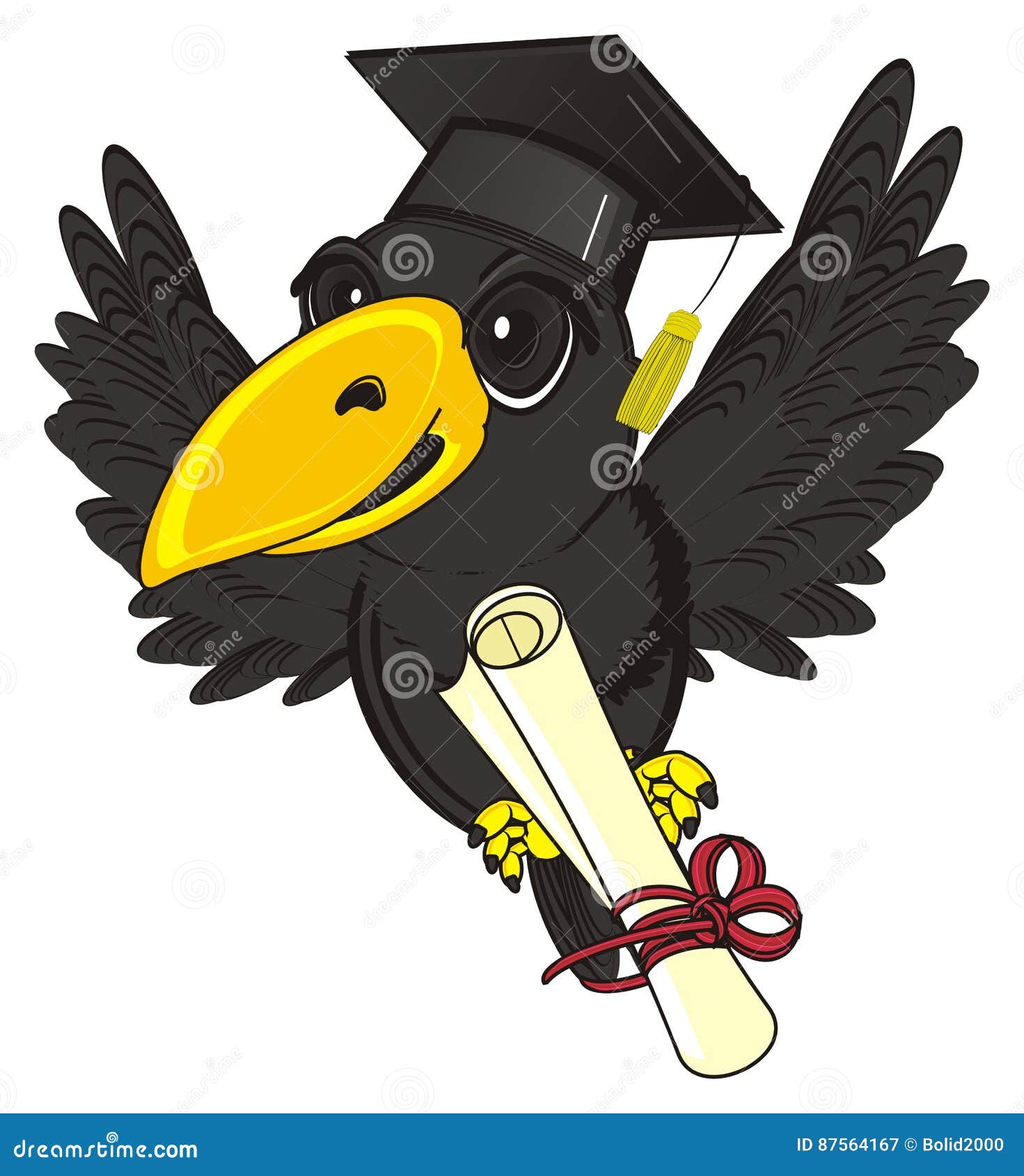 Bird with hat and paper stock illustration. Illustration of gothic ...
