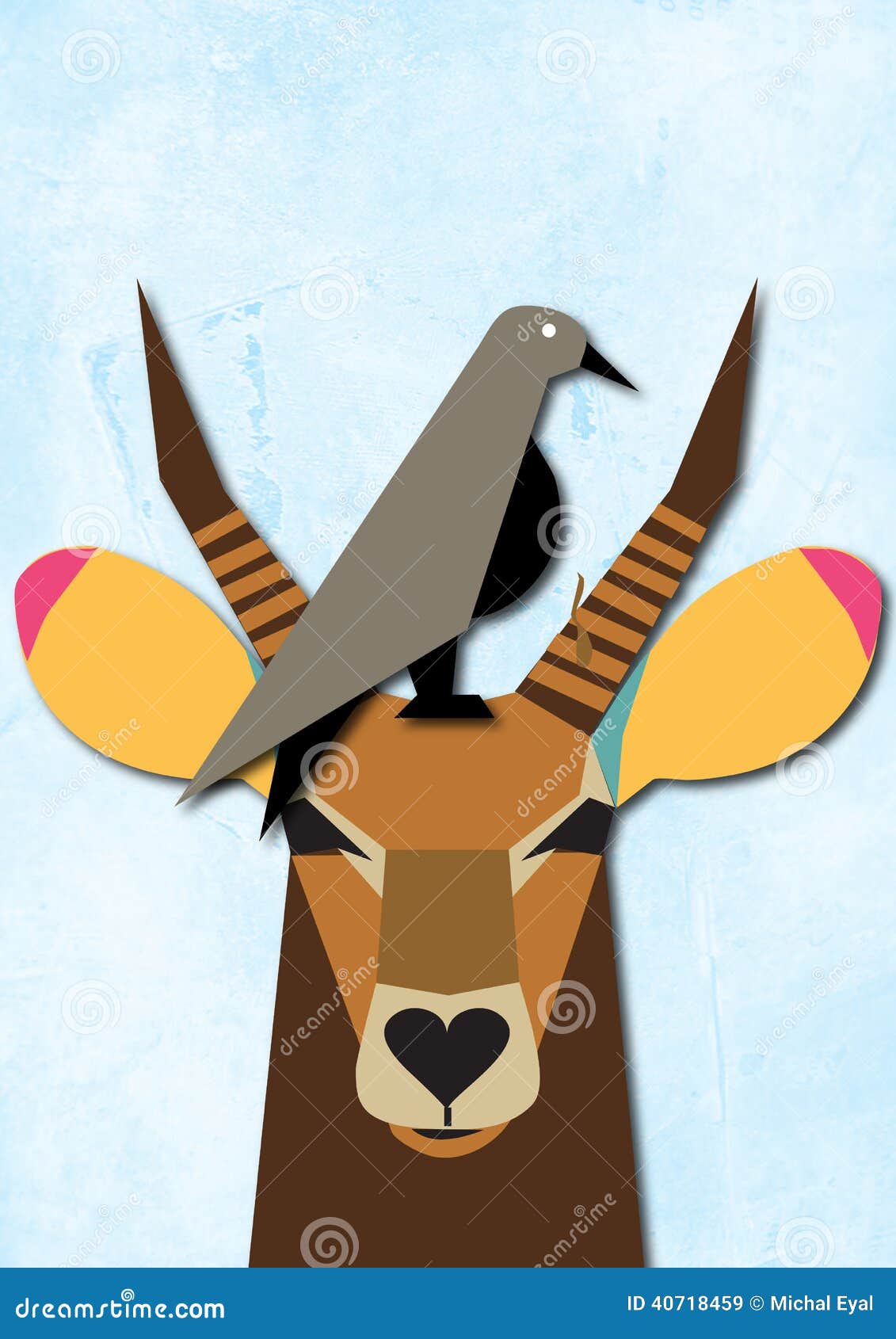 Bird on the head stock illustration. Illustration of crow - 40718459