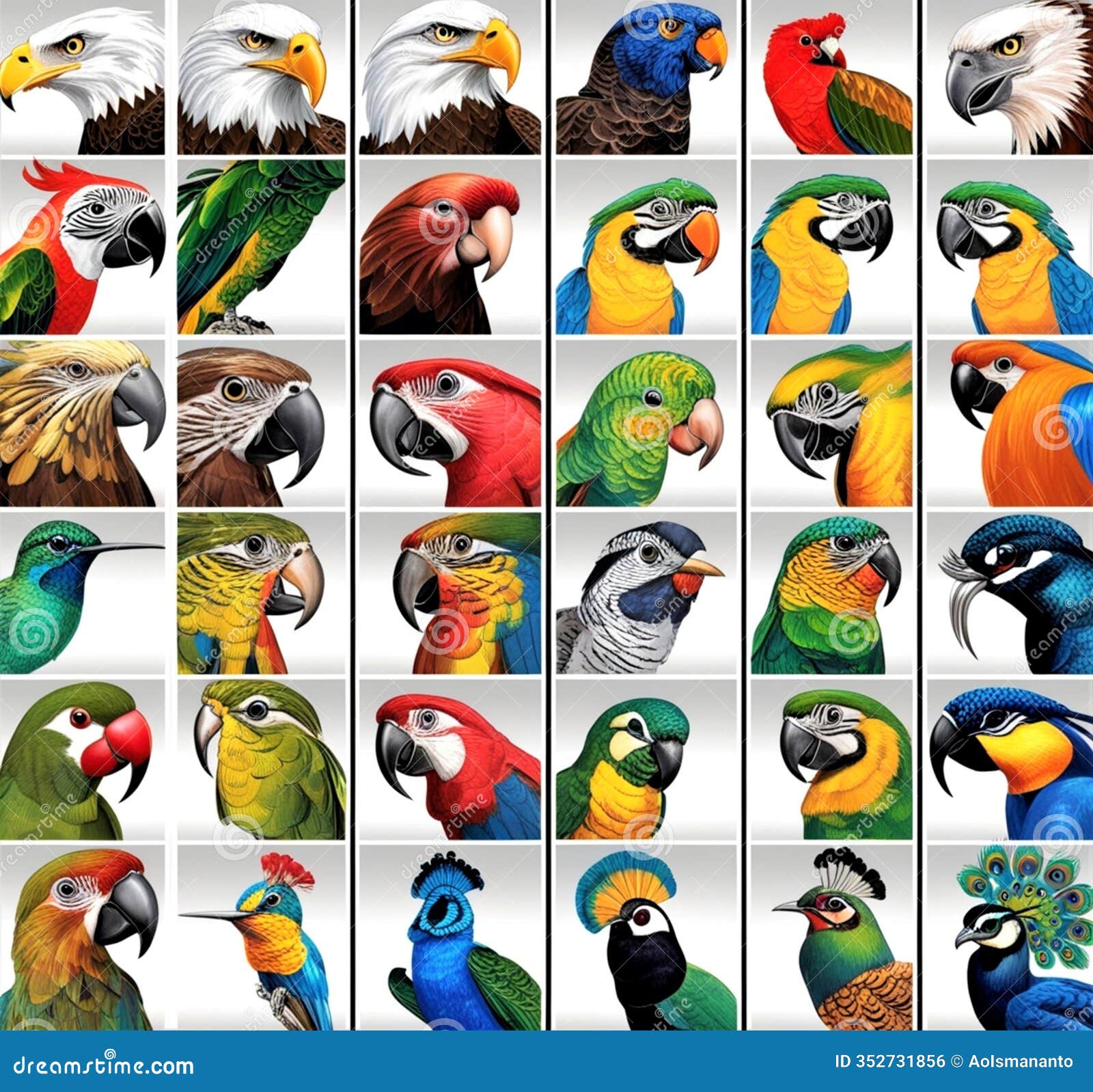 Bird heads stock illustration. Illustration of cartoon - 352731856