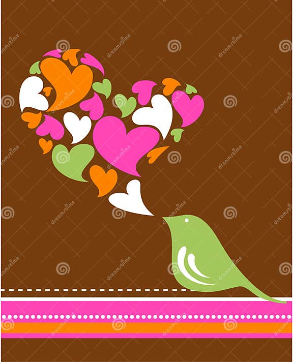 Bird with a heart stock vector. Illustration of label - 10551776