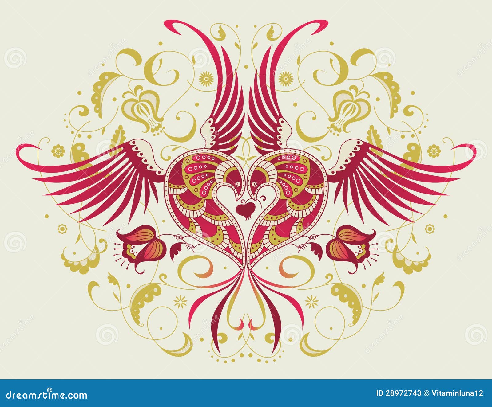 Bird-heart stock vector. Illustration of celebration - 28972743