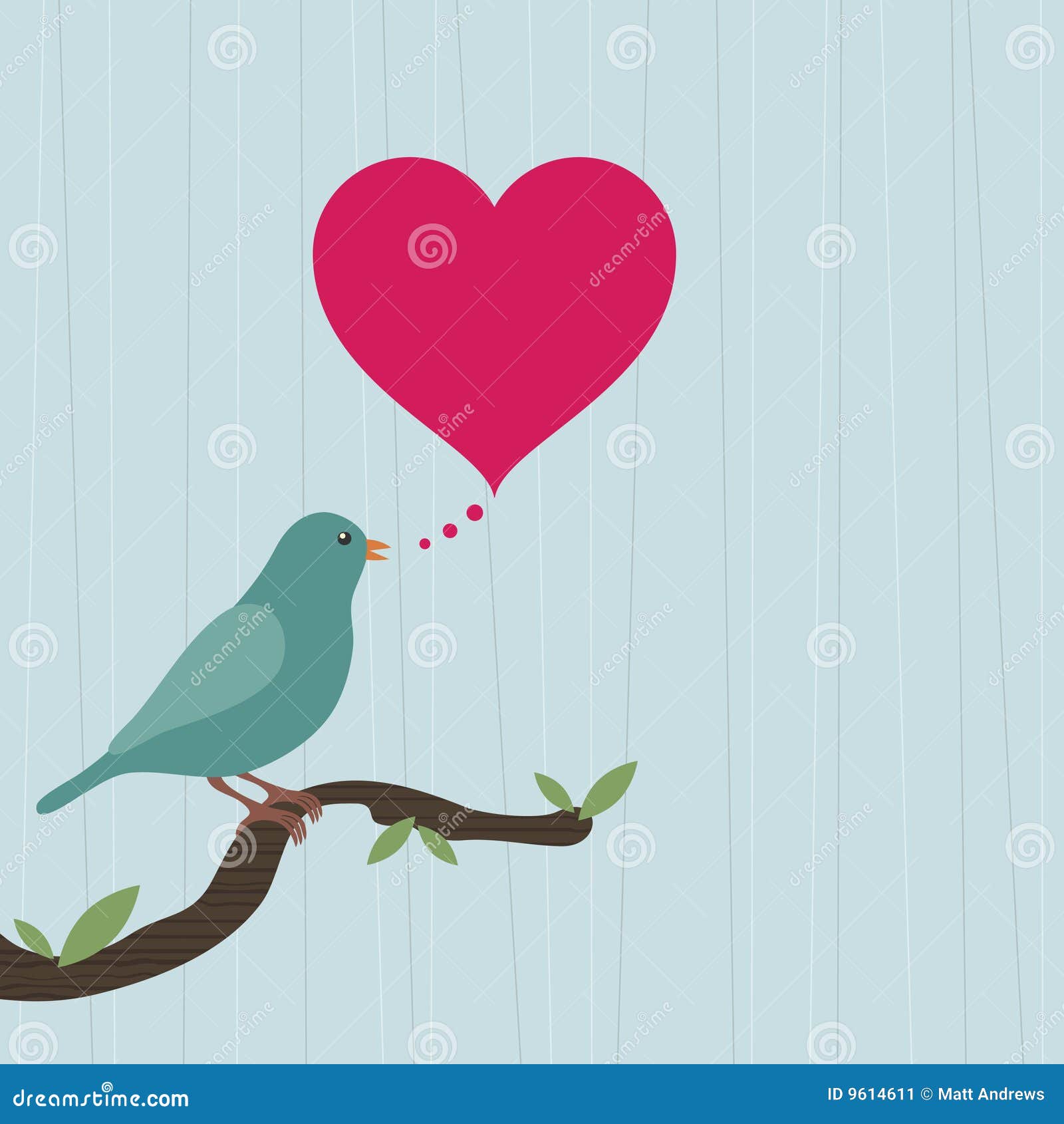 Bird with heart stock vector. Illustration of heart, tree - 9614611