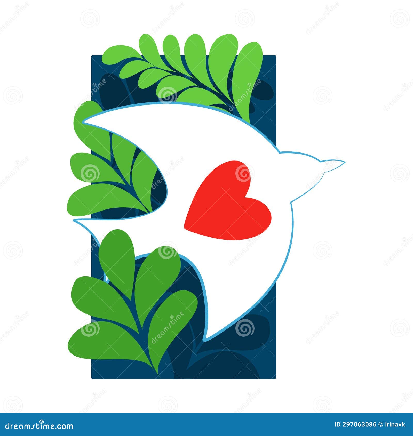 Bird with a Heart in Flight. Vector. Stock Illustration - Illustration ...