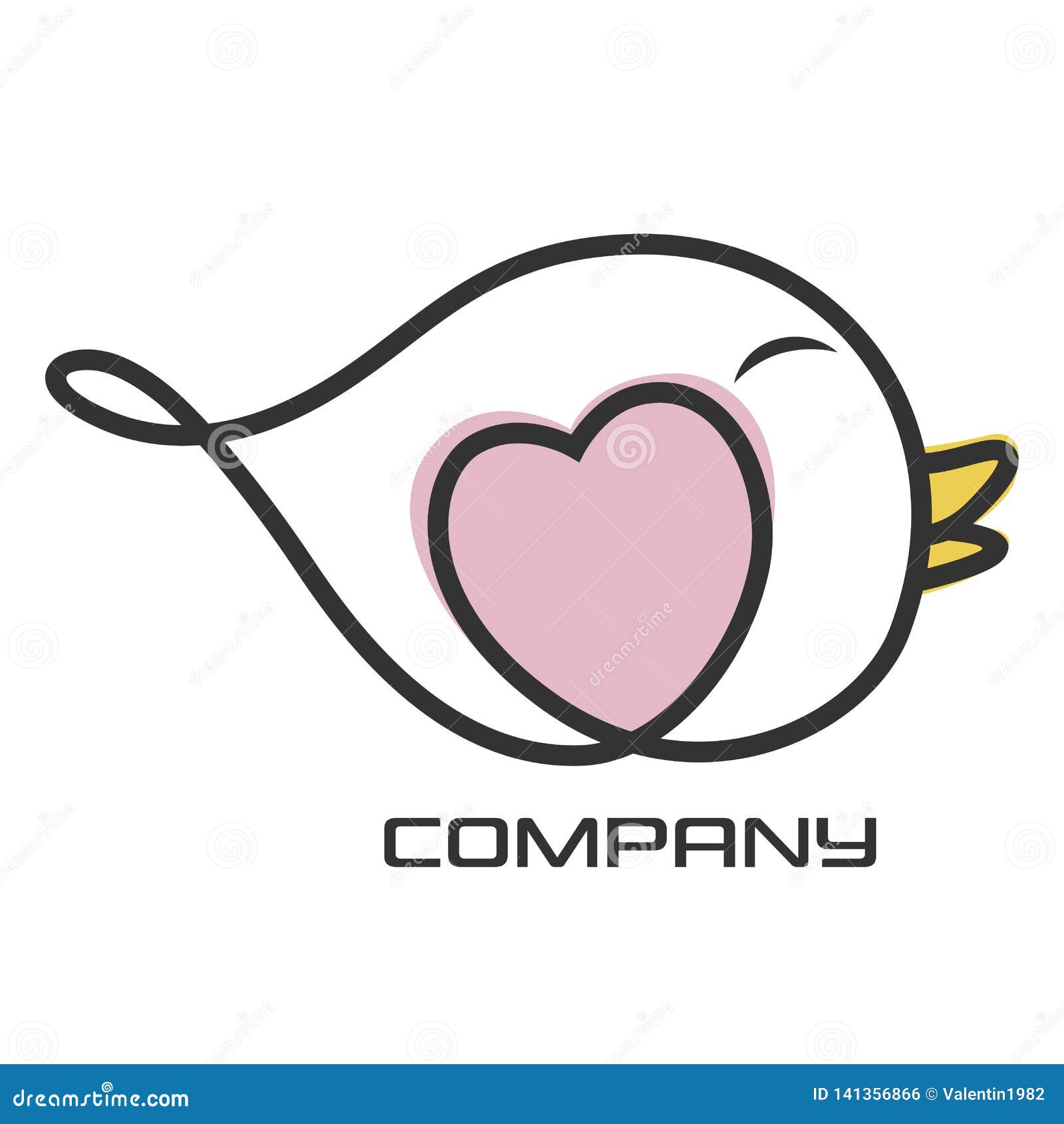 Bird and Heart Logo. Vector Illustration. Stock Vector - Illustration ...