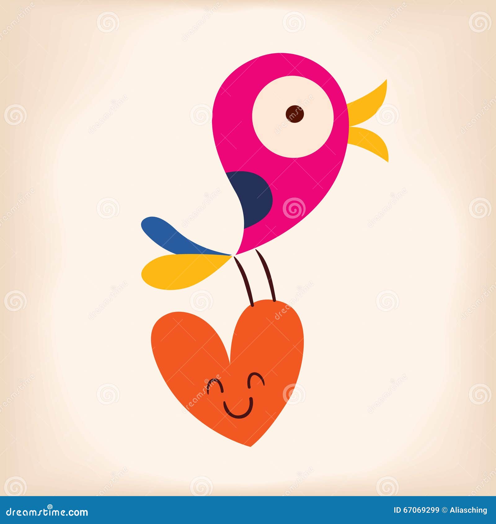 Bird and heart stock vector. Illustration of shaped, dear - 67069299