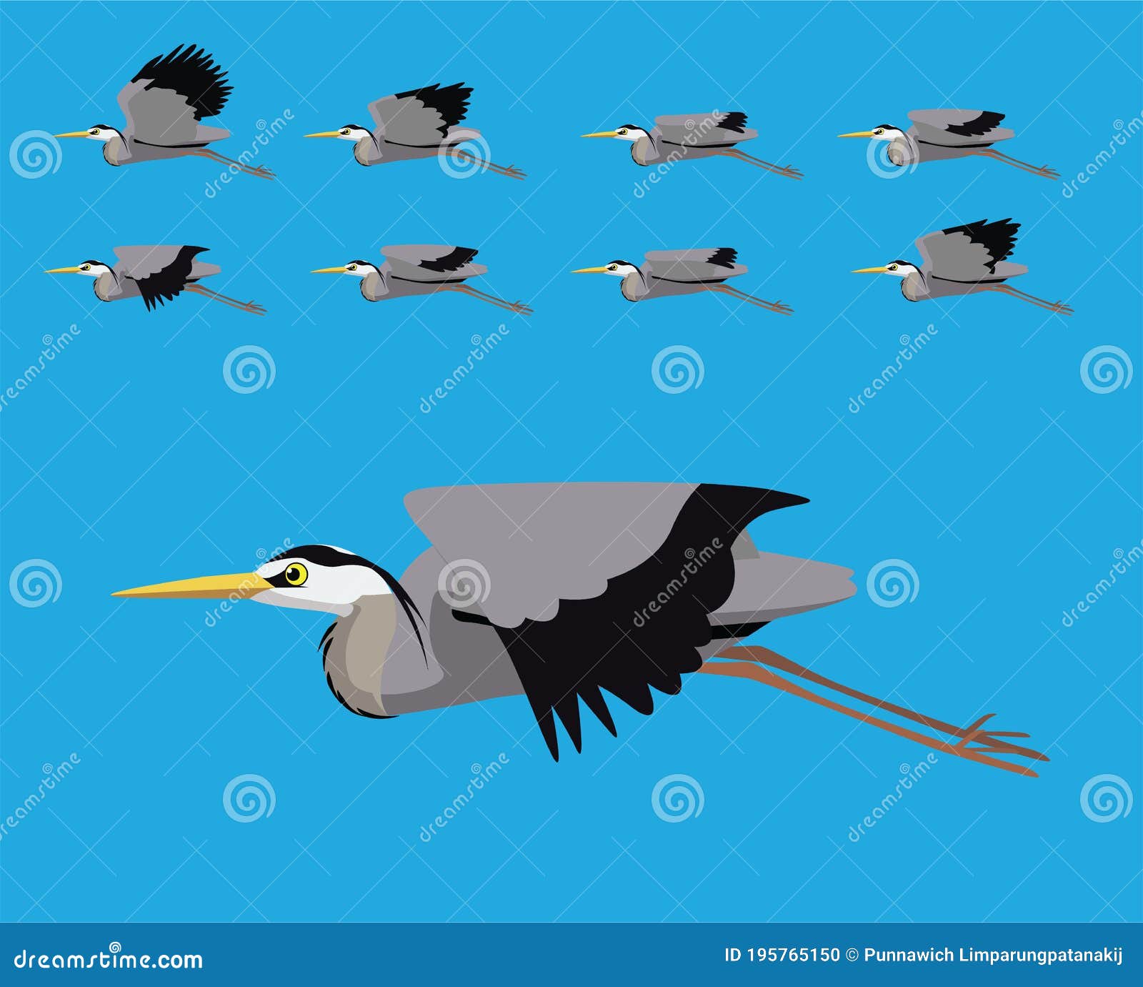 Bird Heron Flying Cartoon Vector Animation Frame Stock Vector ...