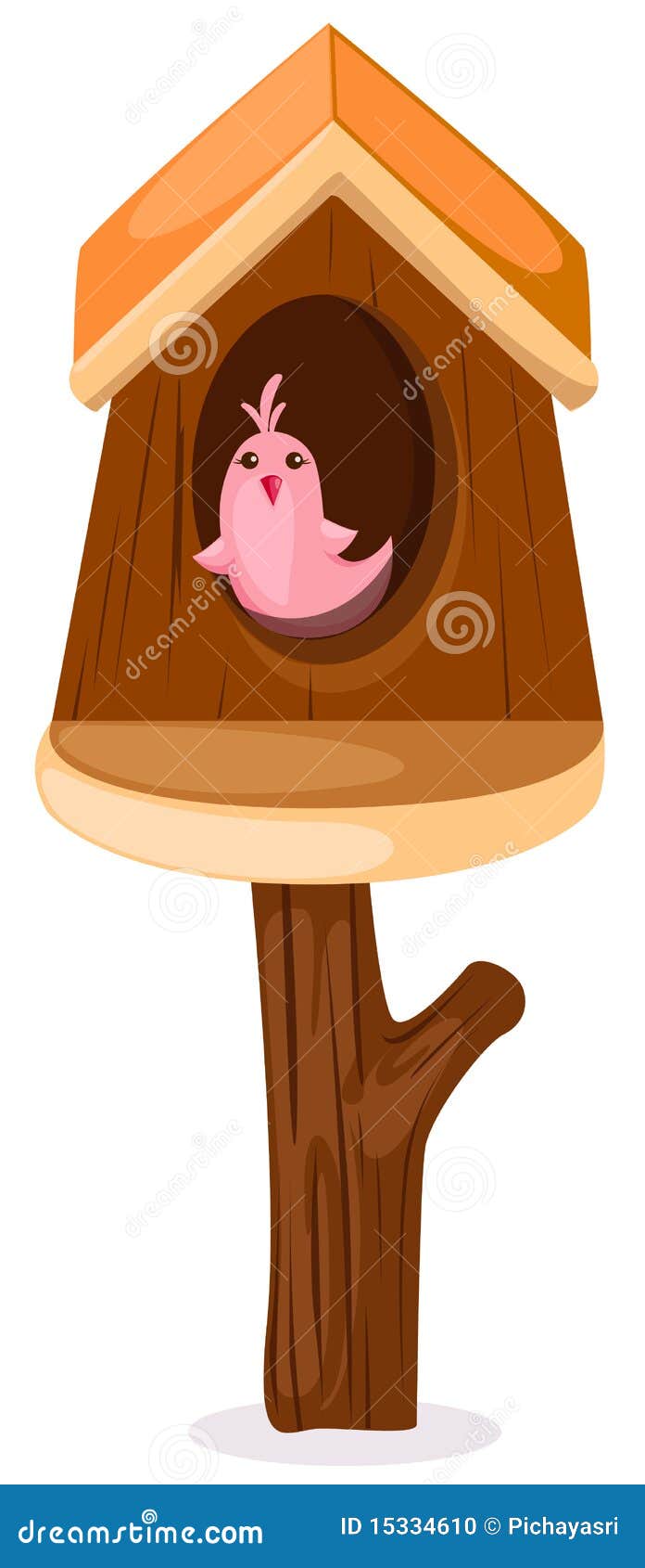 Wooden Birdhouse On A White Background. Vector Cartoon Vector ...