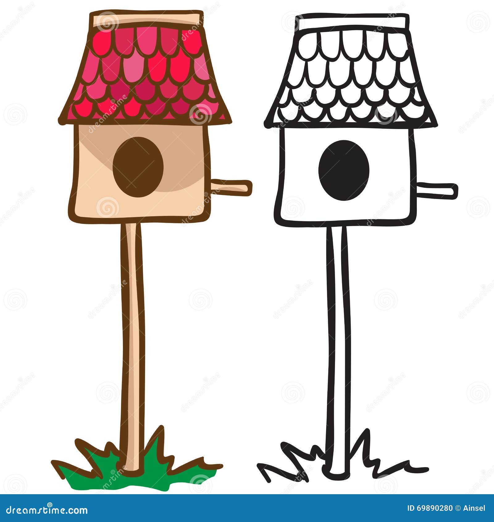 Bird house stock vector. Illustration of nature, protection - 69890280