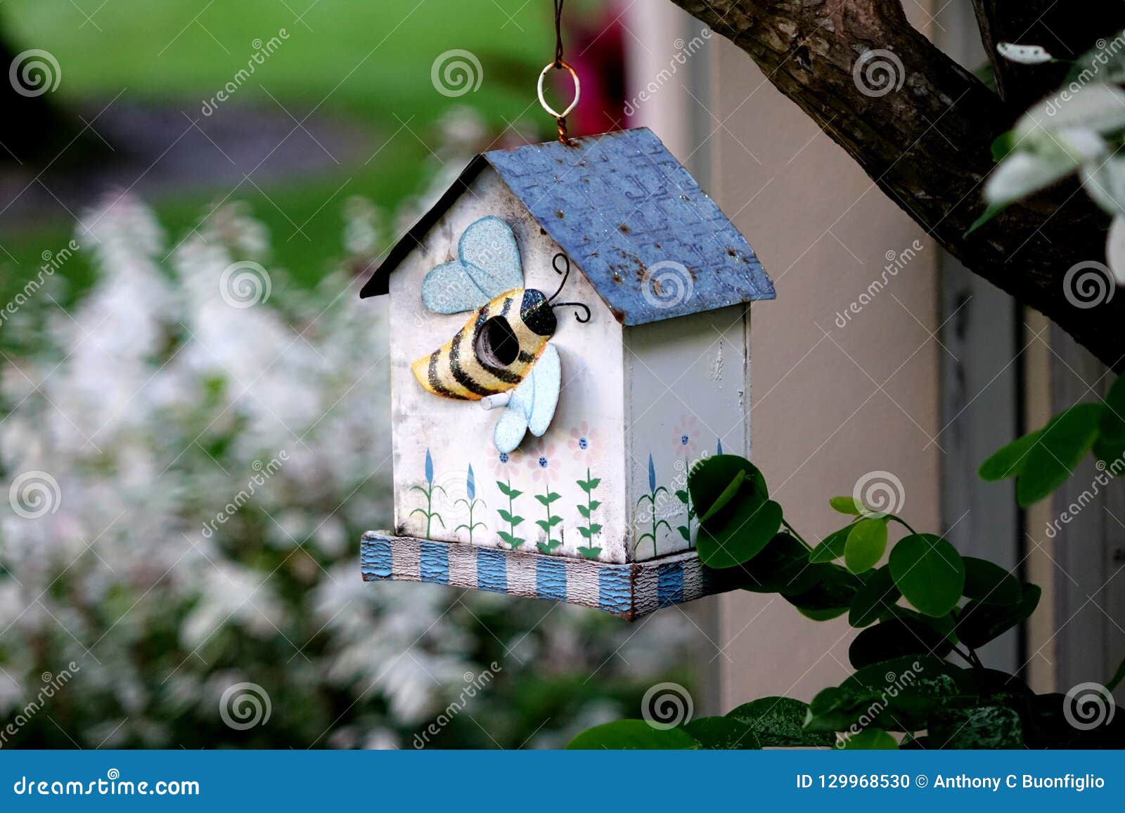 Bird House with Decorative Bee Stock Photo - Image of wood, treehouse ...