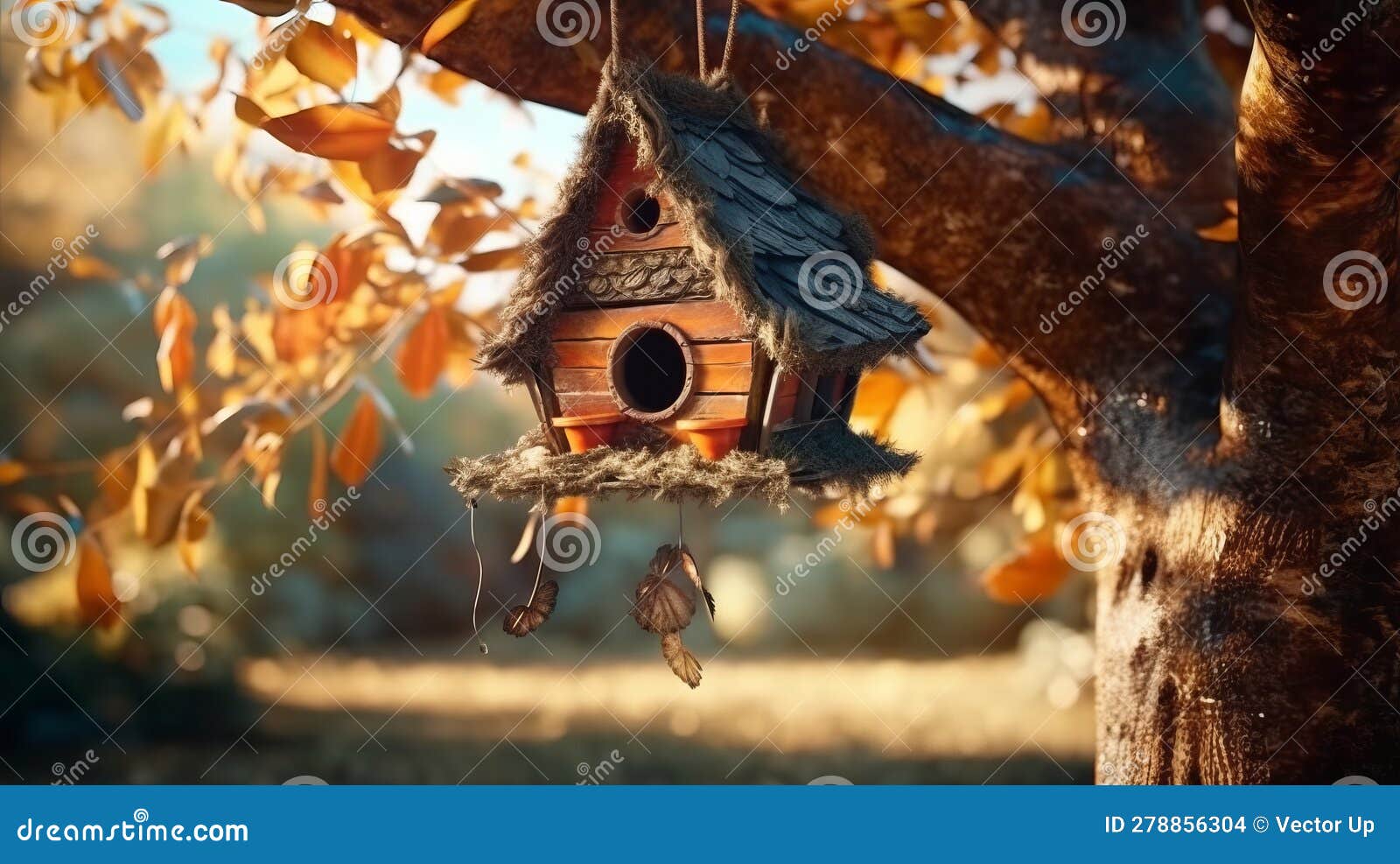 Bird House Hanging from a Tree Branch. Generative AI Stock Photo ...