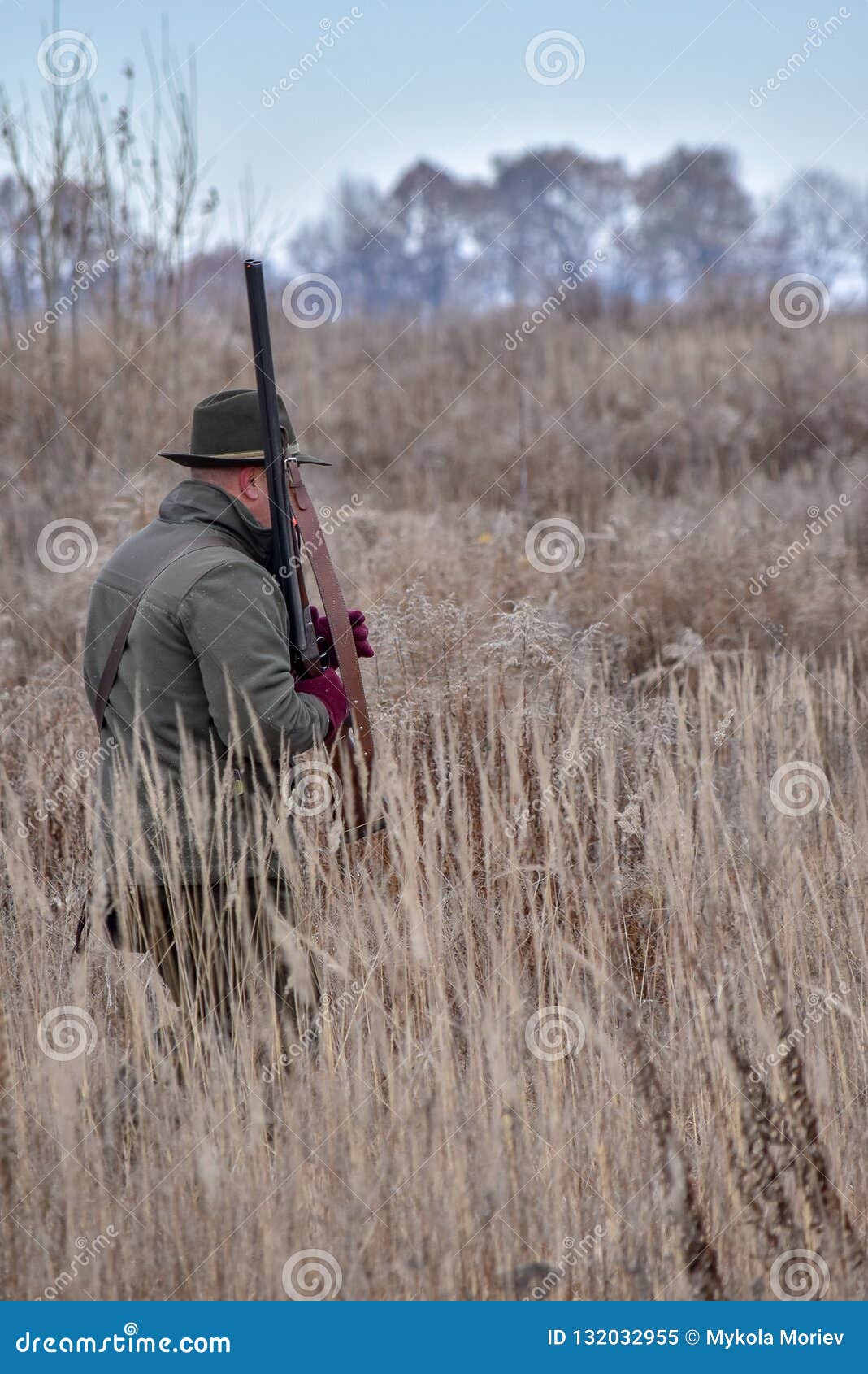 Bird Hunter with His Dog in the Field Editorial Image - Image of ...
