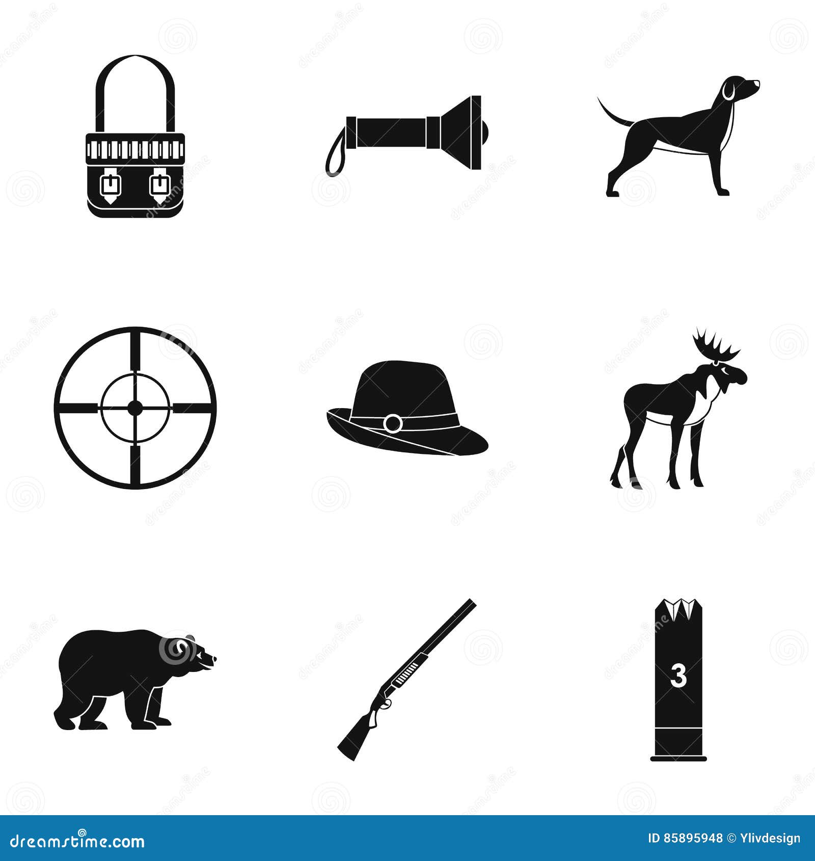 Bird Hunting Icons Set, Simple Style Stock Vector - Illustration of ...