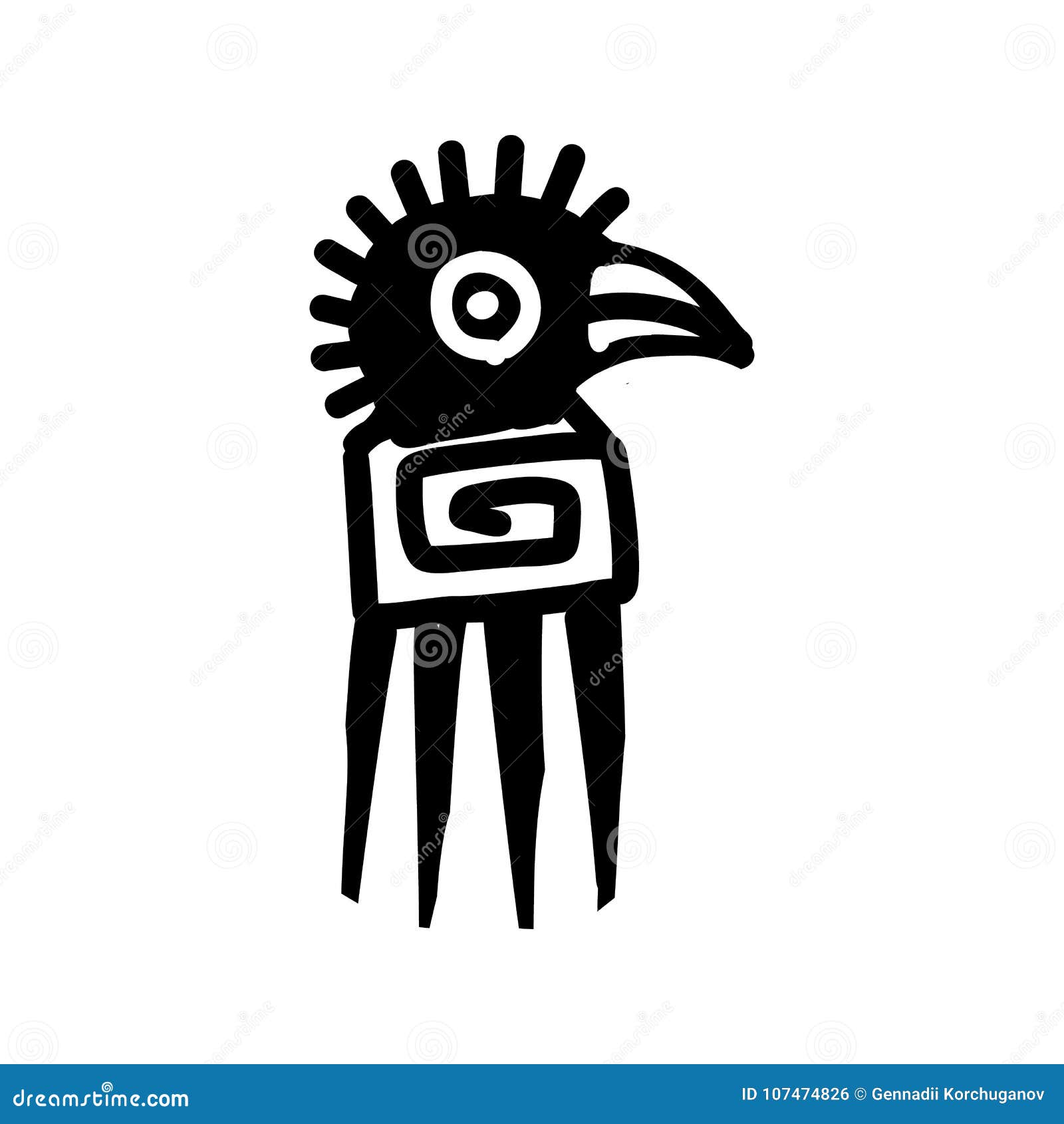 Aztec Bird Stencil Wn Two Variants Cartoon Vector | CartoonDealer.com ...