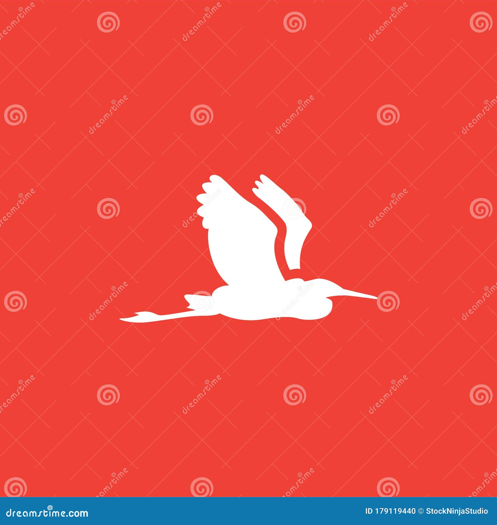 Bird Icon on Red Background. Red Flat Style Vector Illustration Stock ...