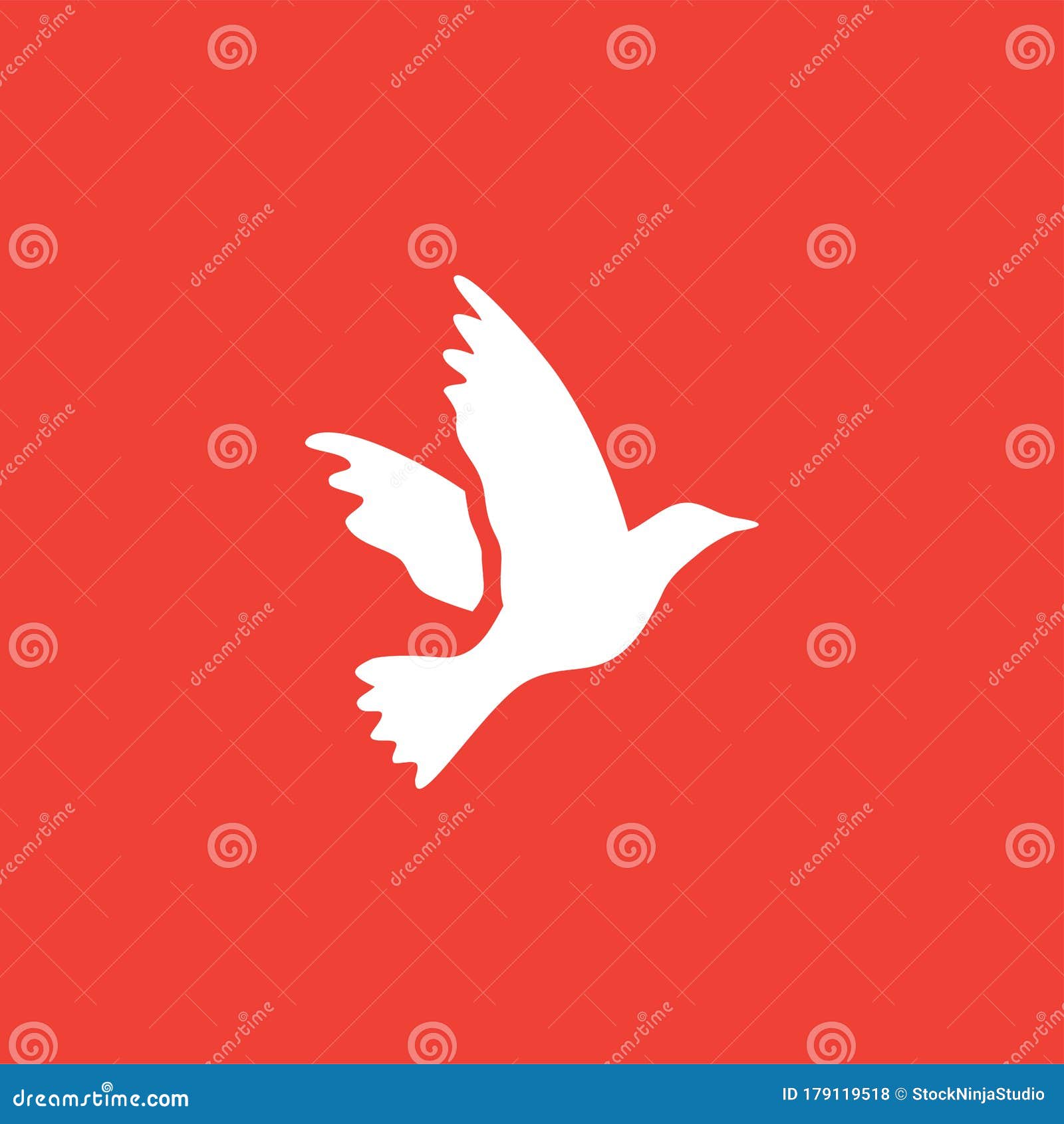 Bird Icon on Red Background. Red Flat Style Vector Illustration Stock ...
