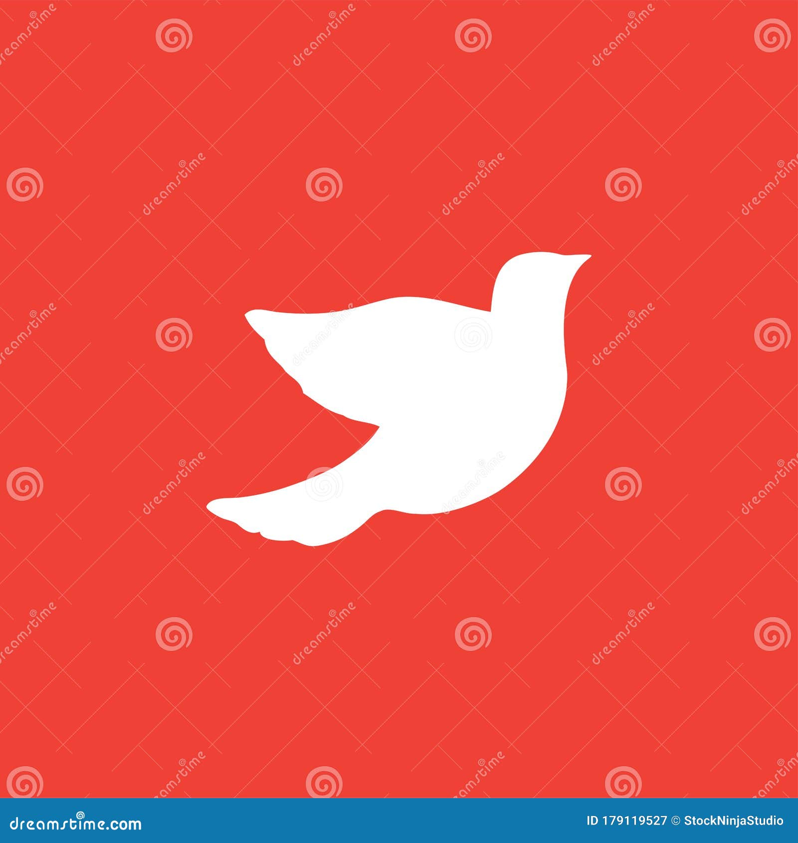 Bird Icon on Red Background. Red Flat Style Vector Illustration Stock ...