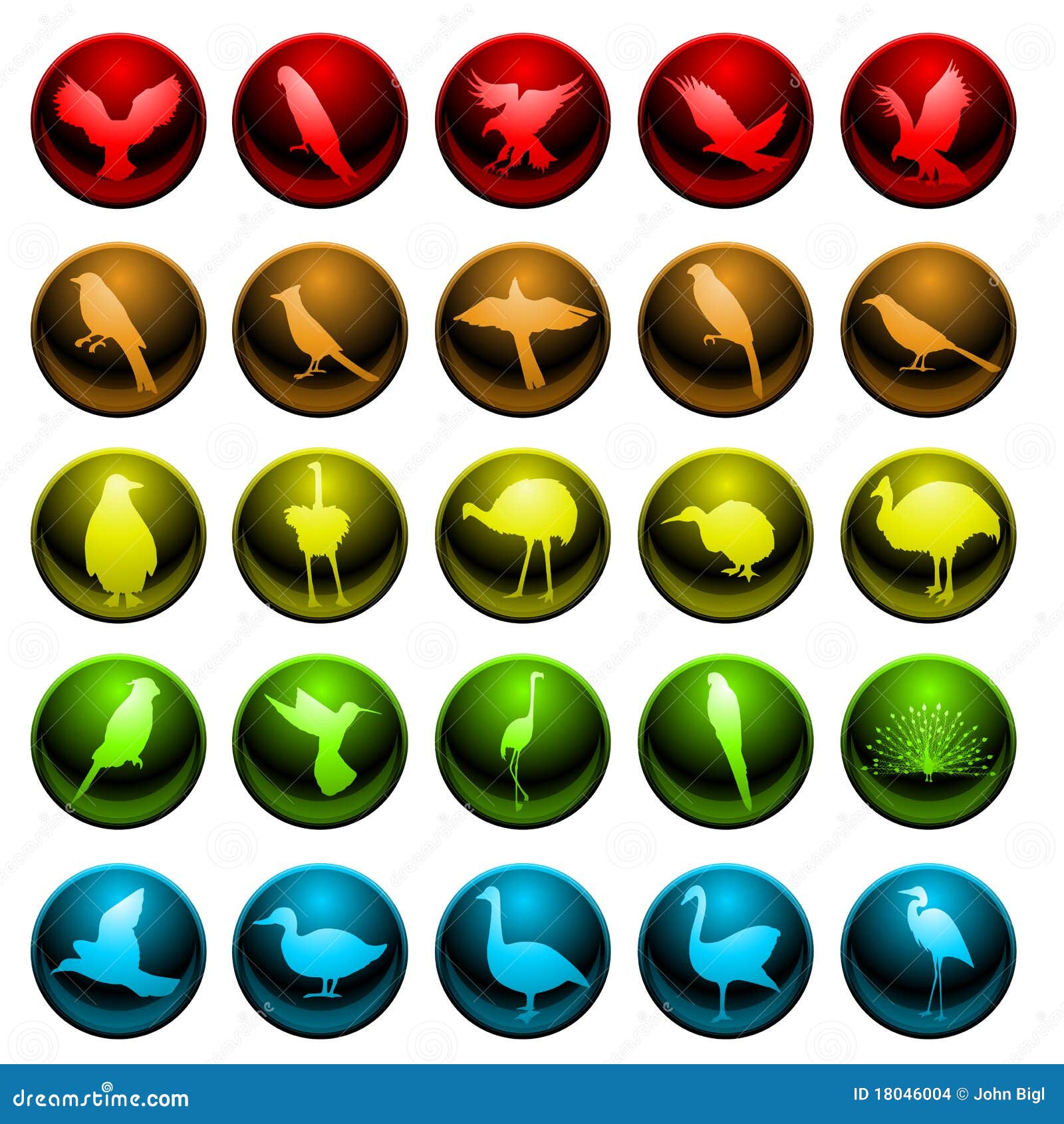 Bird icons stock vector. Illustration of flightless, cardinal - 18046004