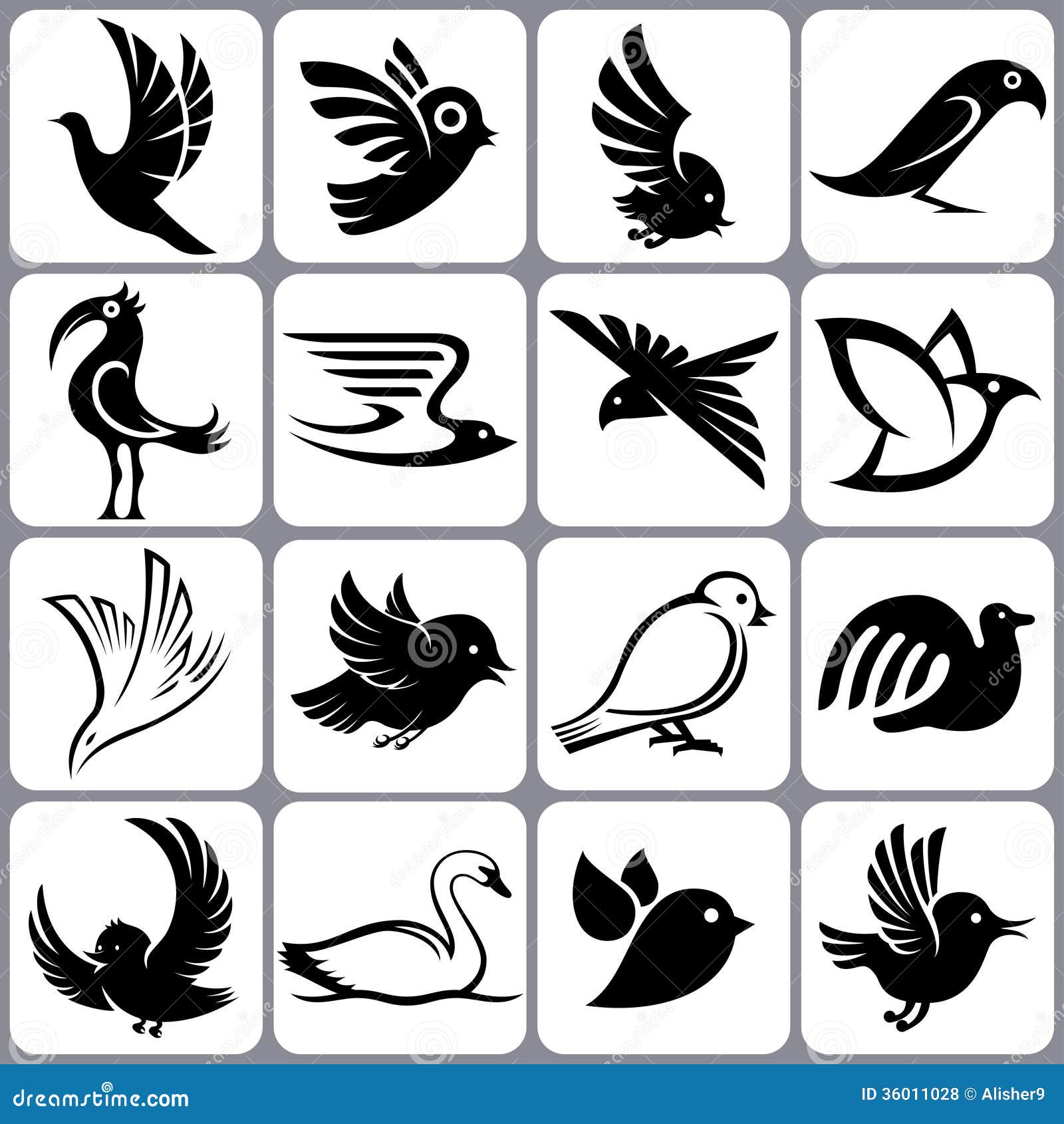 Bird Icons Set stock vector. Illustration of collection - 36011028