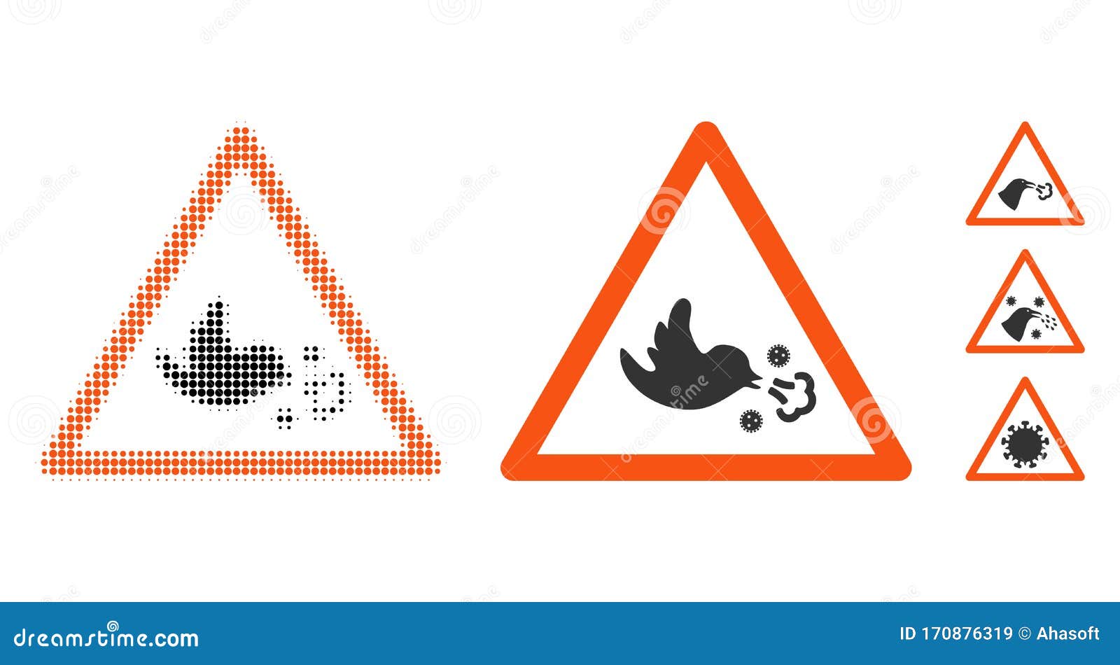 Bird Influenza Warning Halftone and Solid Icon Stock Vector ...