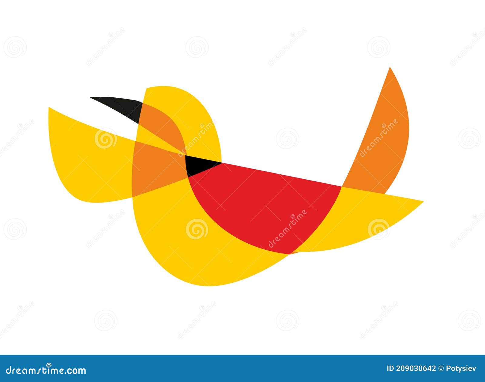 Bird Isolated on White Background. Abstract Vector Flat Illustration ...