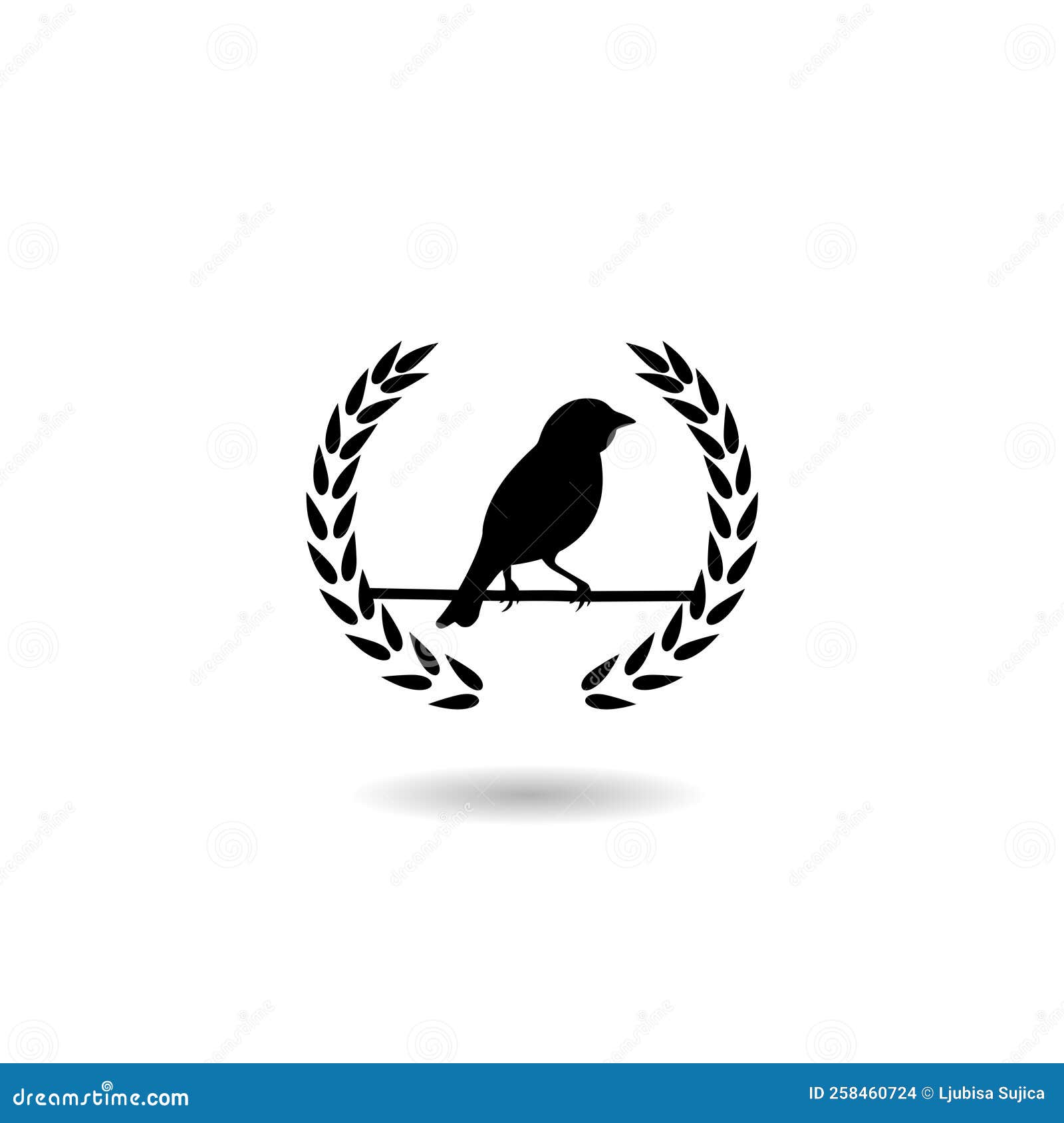 Bird Laurel Icon Logo with Shadow Stock Vector - Illustration of icon ...