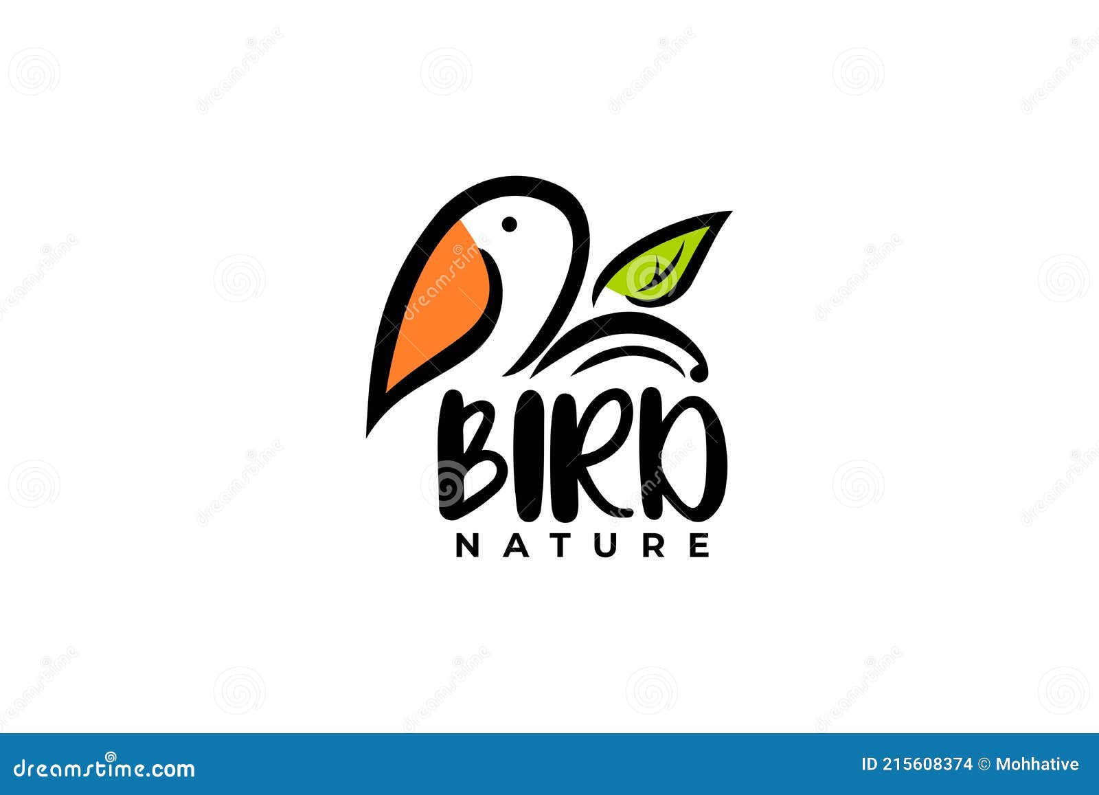 Bird with a Leaf Logo Illustration. Animal Logo Vector Stock Vector ...