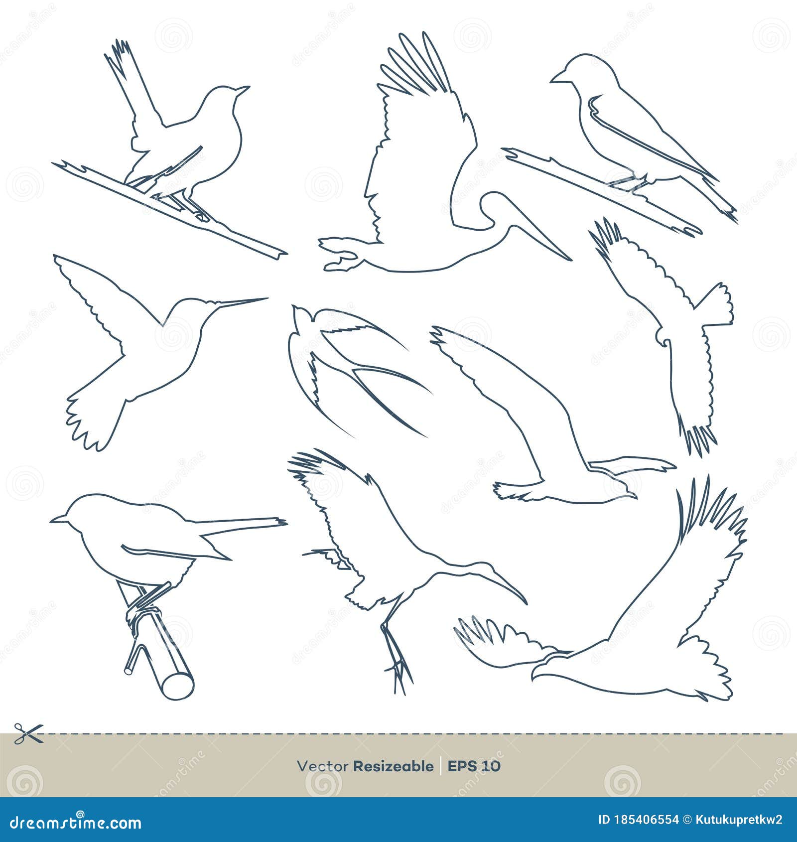 Bird Line Art Set Vector Template Illustration Design. Vector EPS 10 ...