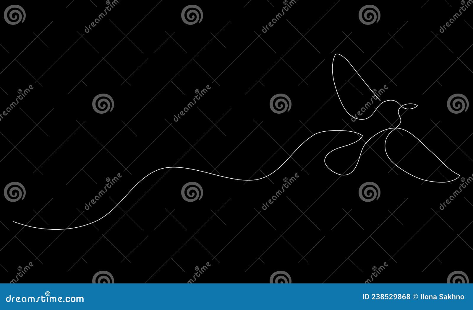 Bird Line Drawing Vector Illustration. White on Black Stock Vector ...
