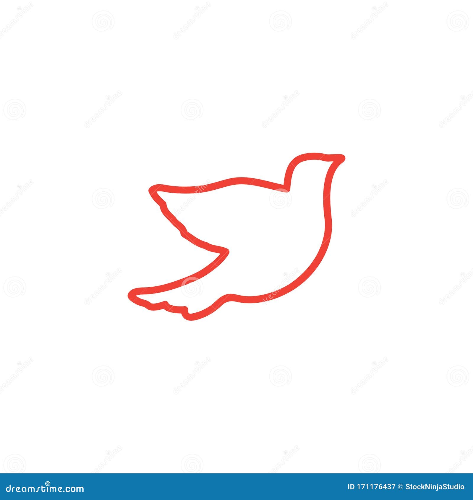 Bird Line Red Icon on White Background. Red Flat Style Vector ...