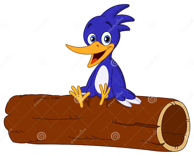 Bird on log stock vector. Illustration of design, adorable - 16062110