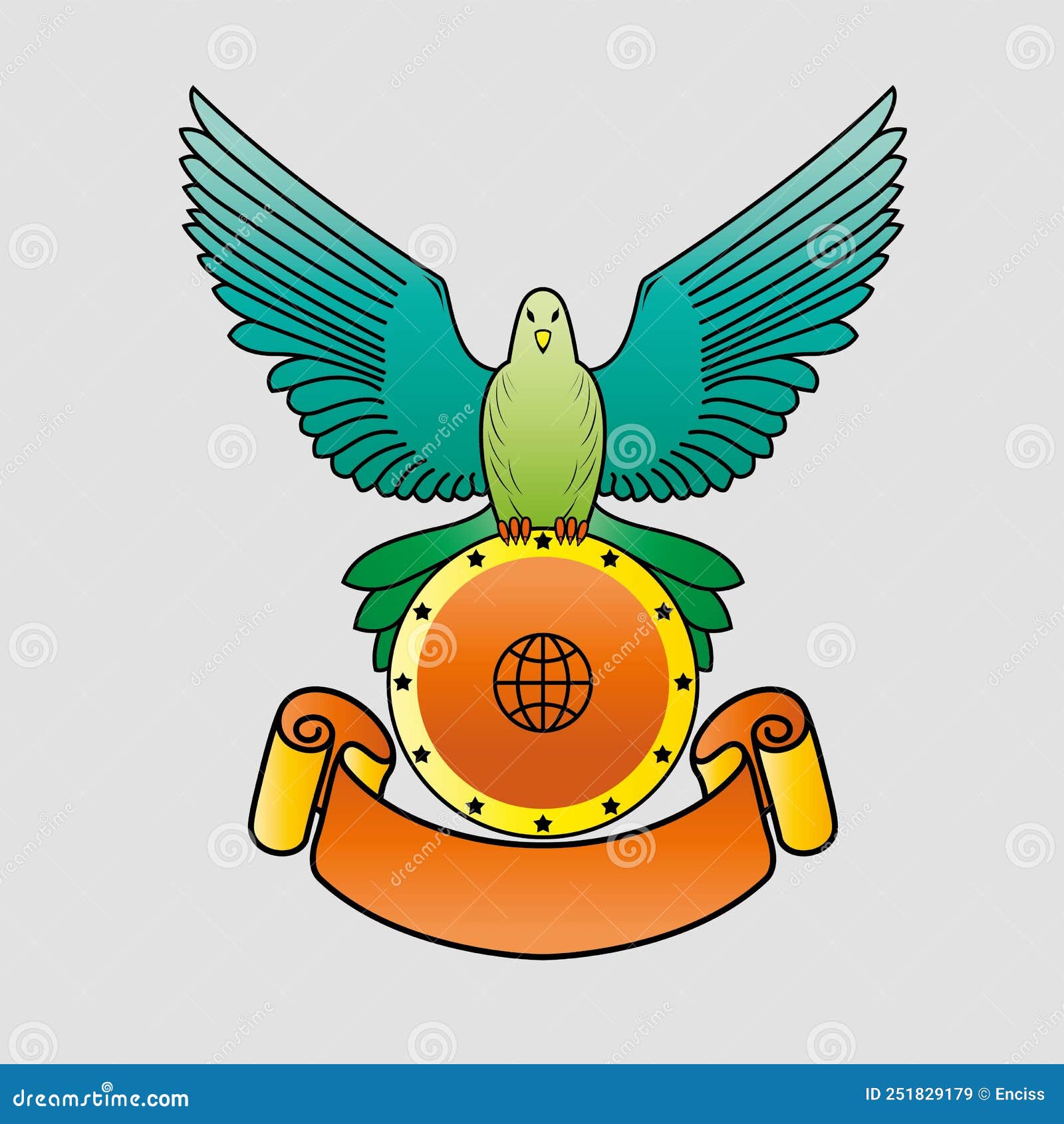 Bird Logo with Banner and Wings Stock Illustration - Illustration of ...