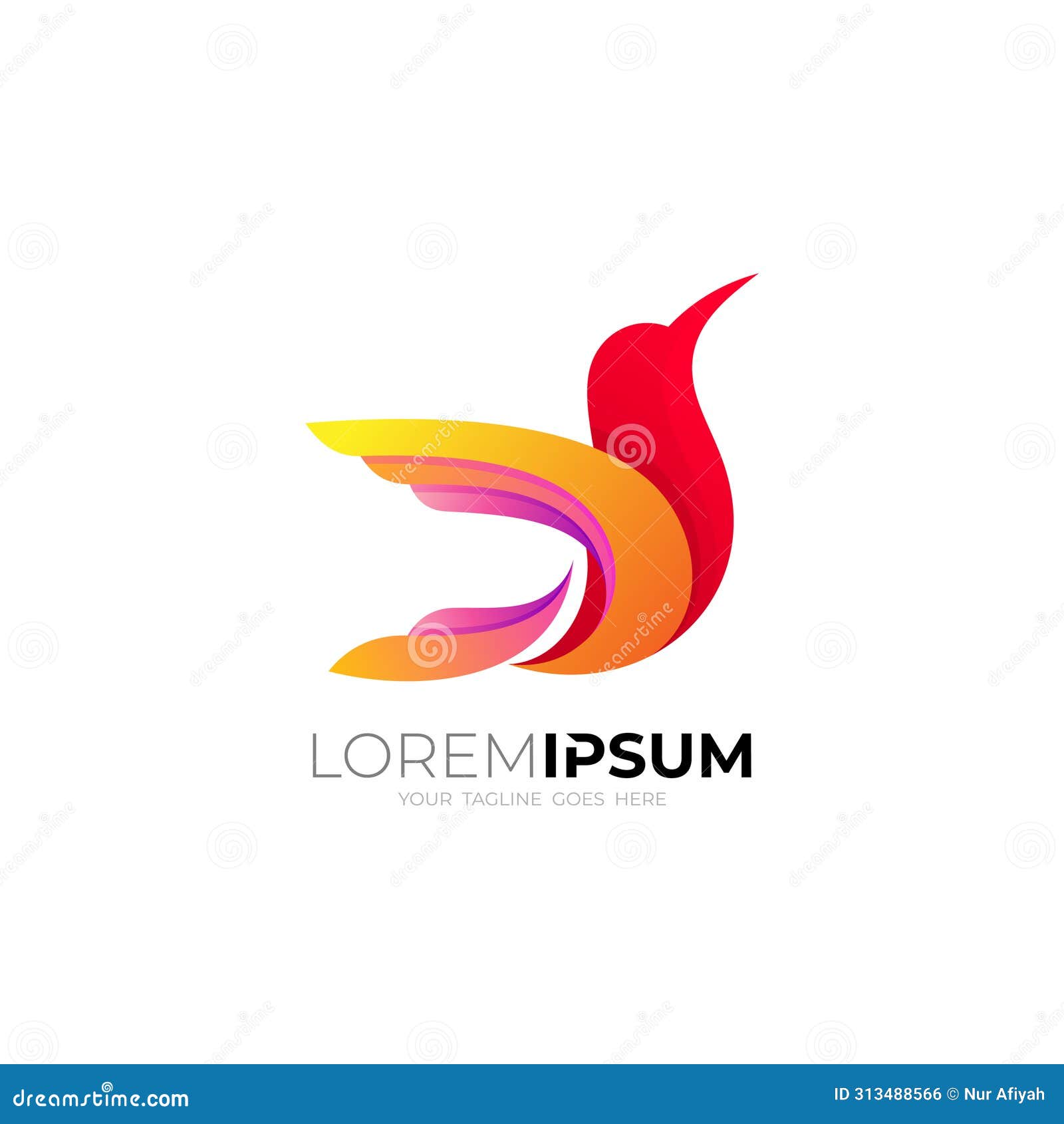 Bird Logo and 3d Colorful Design, Red Color, Fly Stock Vector ...