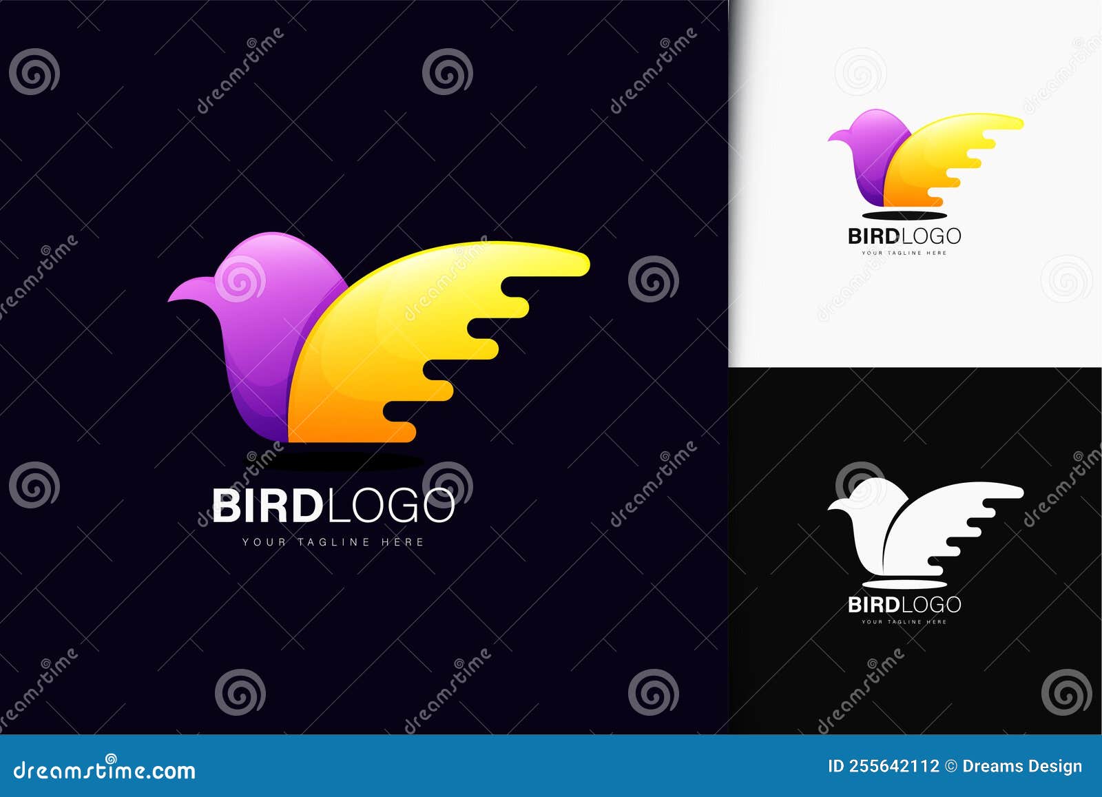 Bird Logo Design with Gradient Stock Vector - Illustration of shape ...